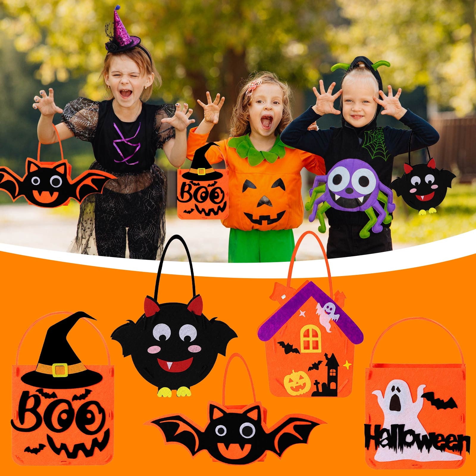 OEFNTAC Halloween Bats Ghost Candy Gift Bag Funny Non Woven Packaging ...