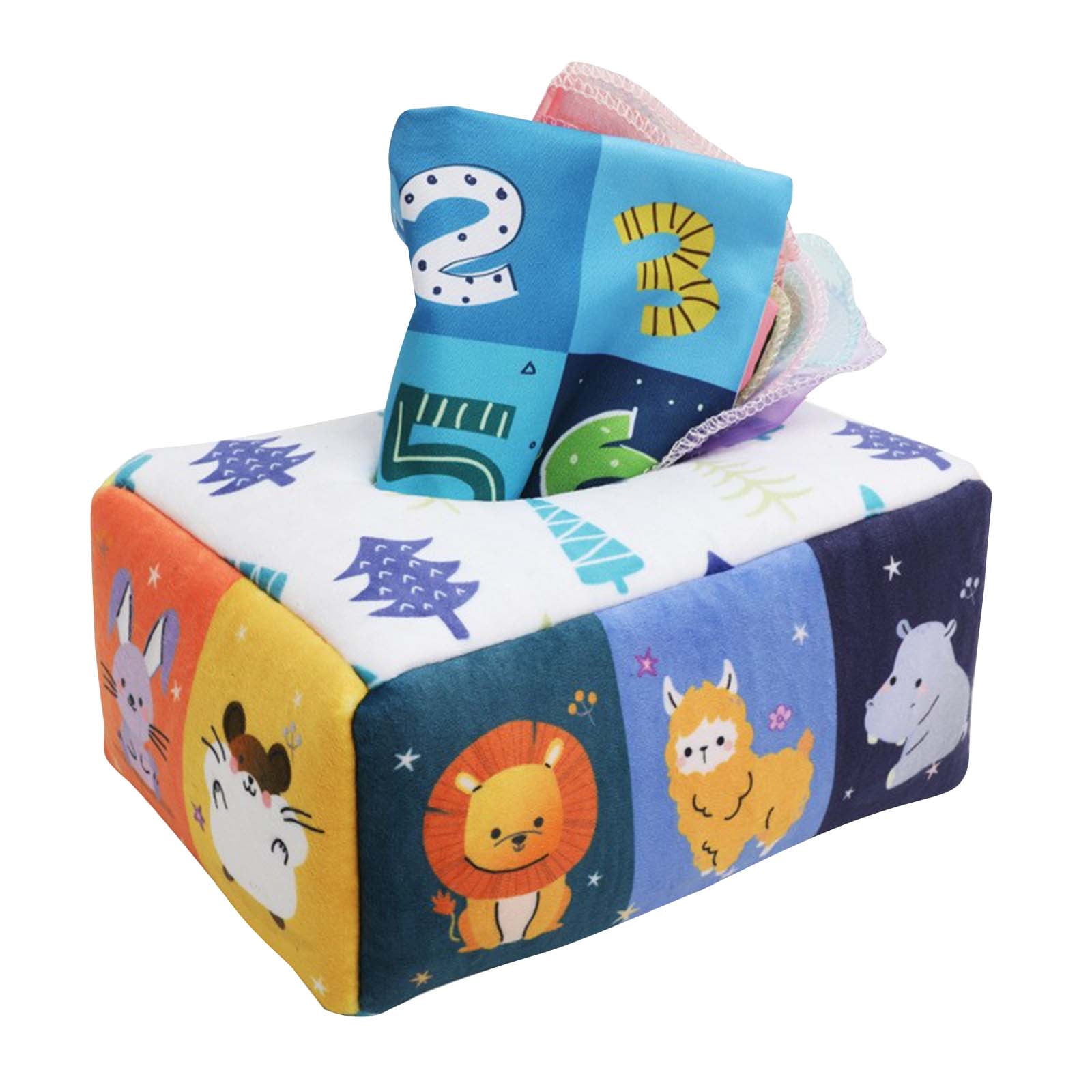 OEFNTAC Toys Baby Tissue Box, Soft Stuffed High Contrast Crinkle ...