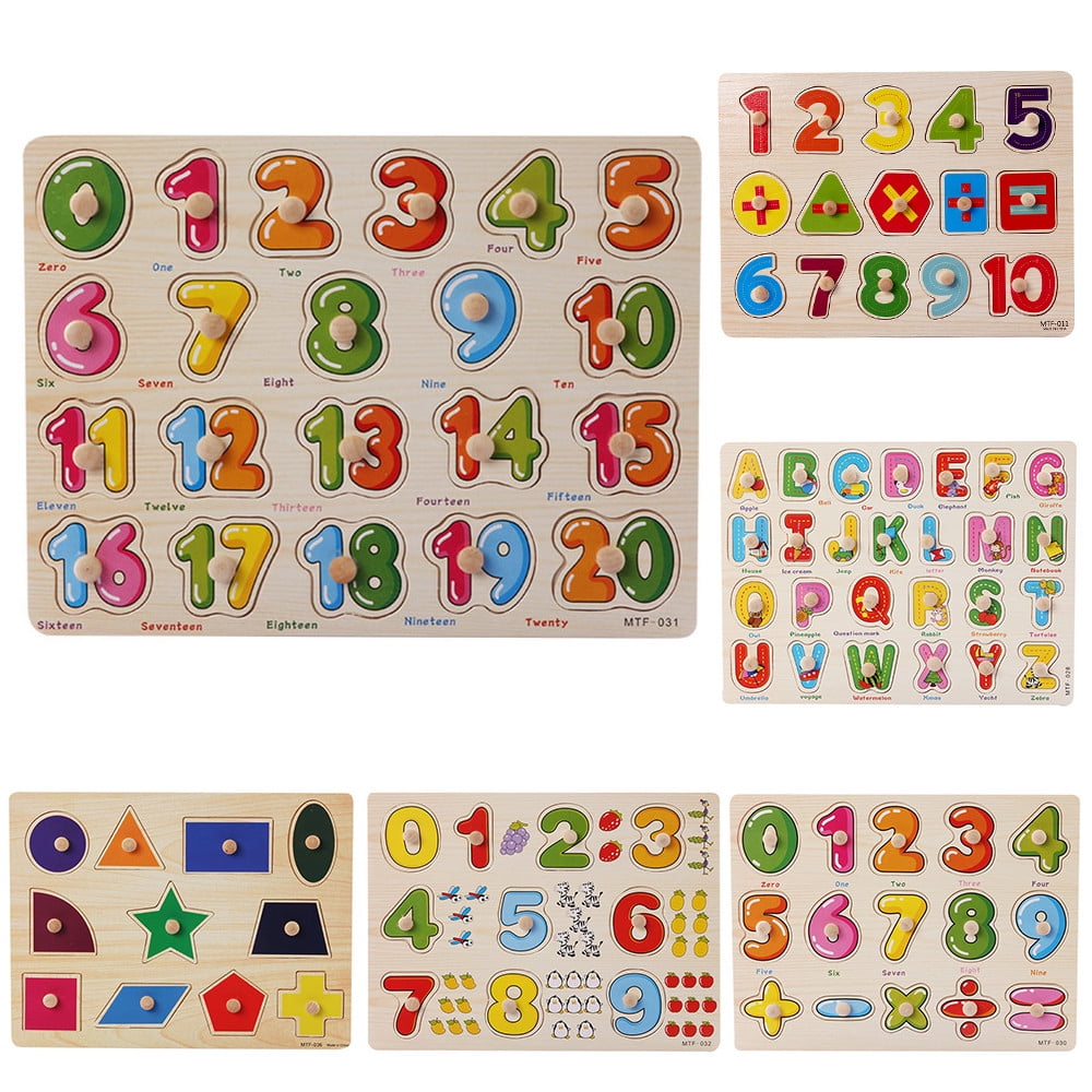 OEFNTAC Toys Wooden Number Lette Puzzle Early Learning Baby Kids ...