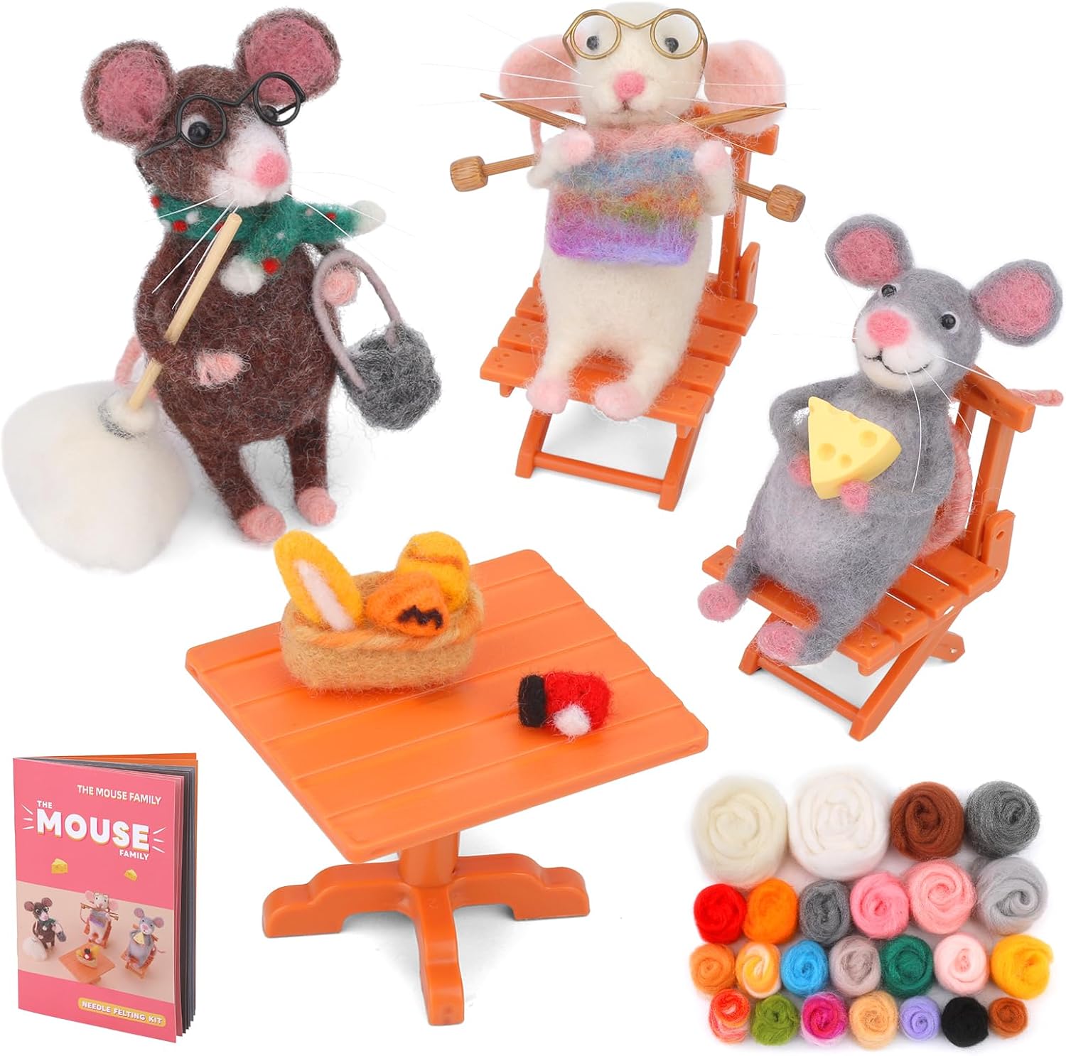 OEHPICC Mouse Family Needle Felting Kit,Needle Felting Starter Kit ...
