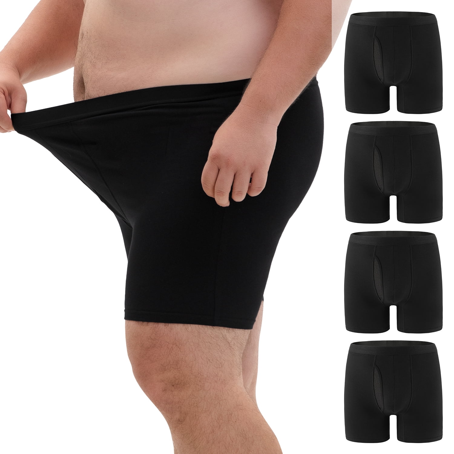OEIOEI Big and Tall Boxer Briefs 4-Pack, Cotton Breathable Men's ...