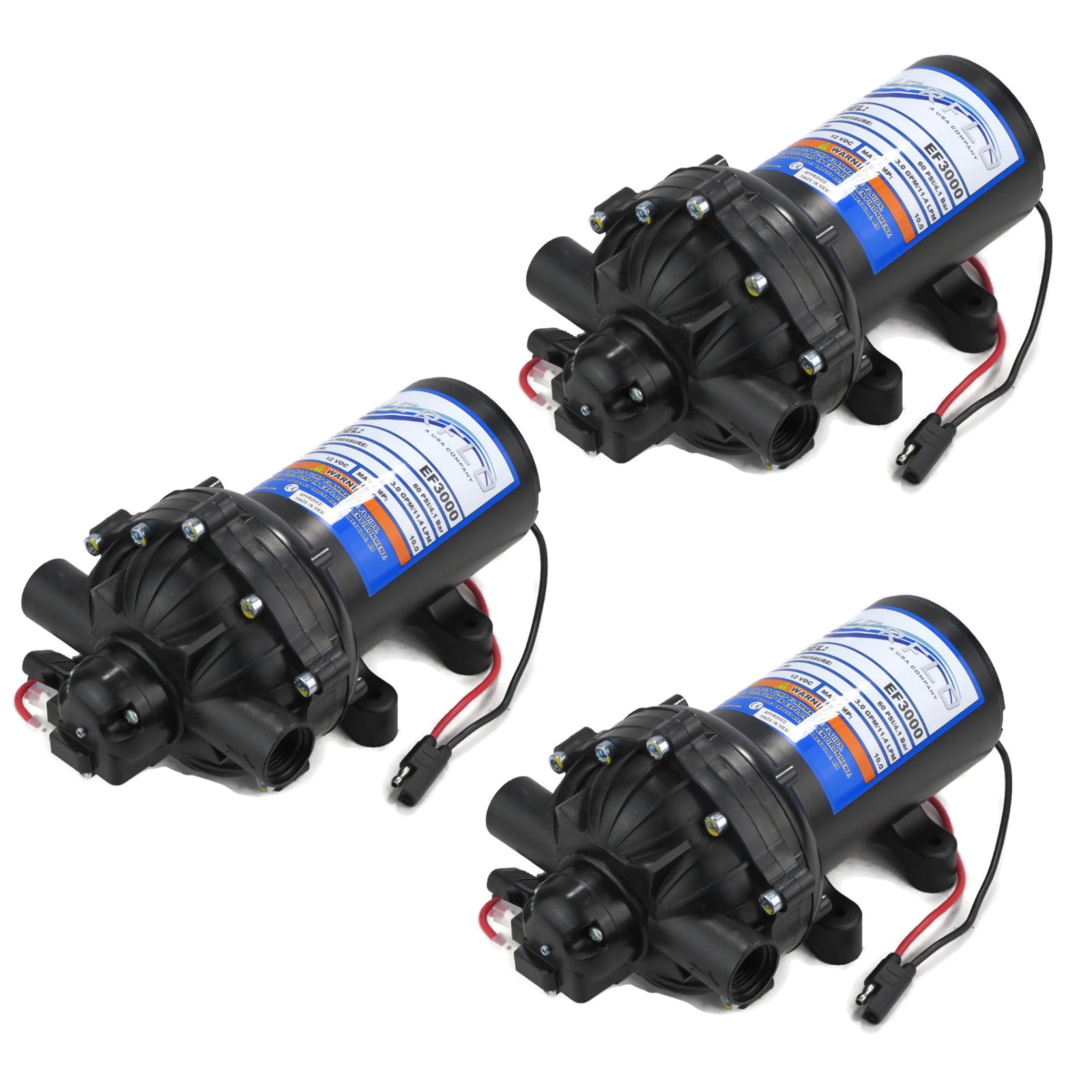 OEM (3 Pack) Everflo 3.0 GPM, 12 Volt, Diaphragm Pump EF3000, EF3000 ...