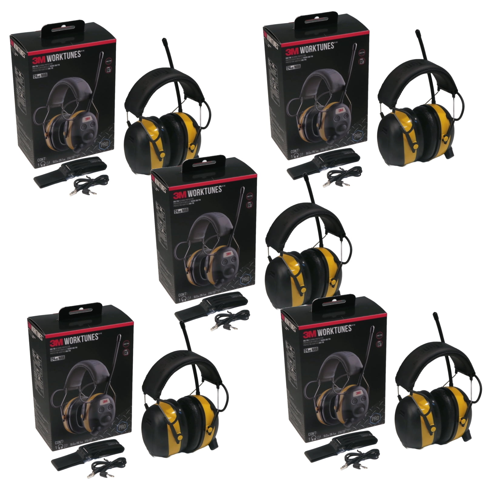 OEM | (5-Pack) 3M Peltor Worktunes Headphones with Auxiliary Cable ...