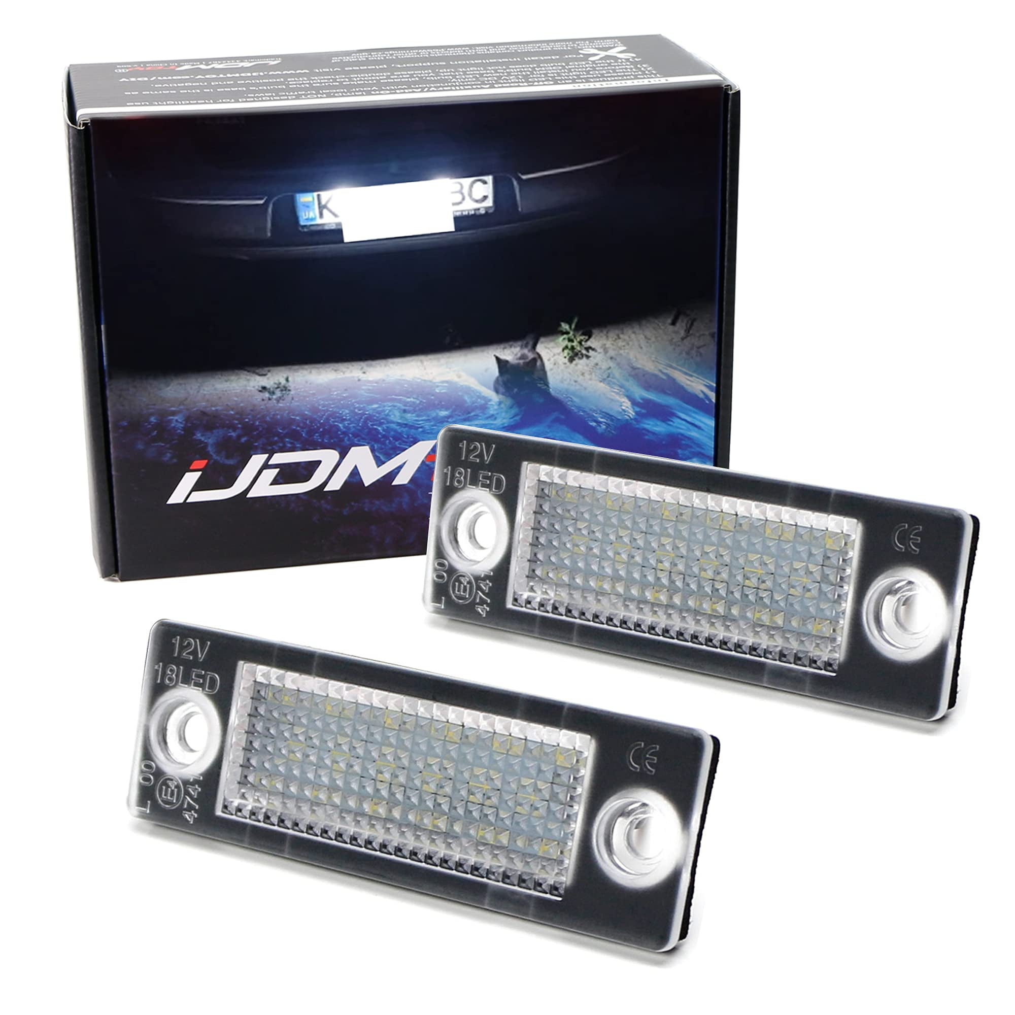 OEM-Fit White 18-SMD Full LED License Plate Light Assembly For ...