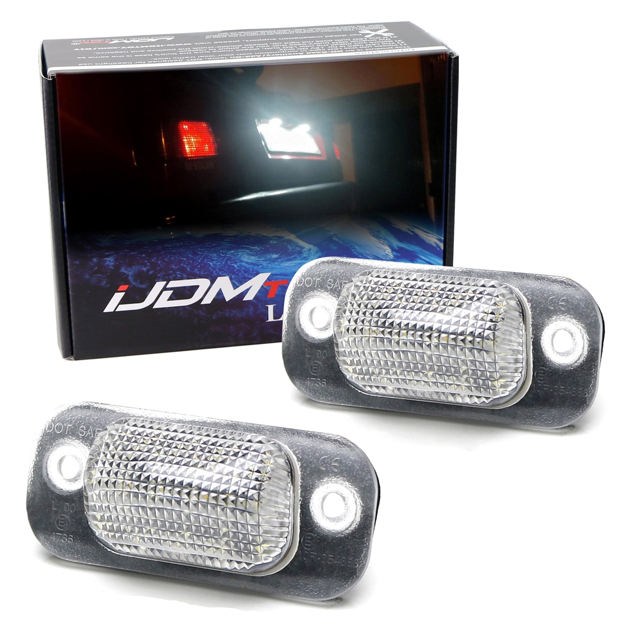 OEM-Fit White 18-SMD Full LED License Plate Light Assembly For ...