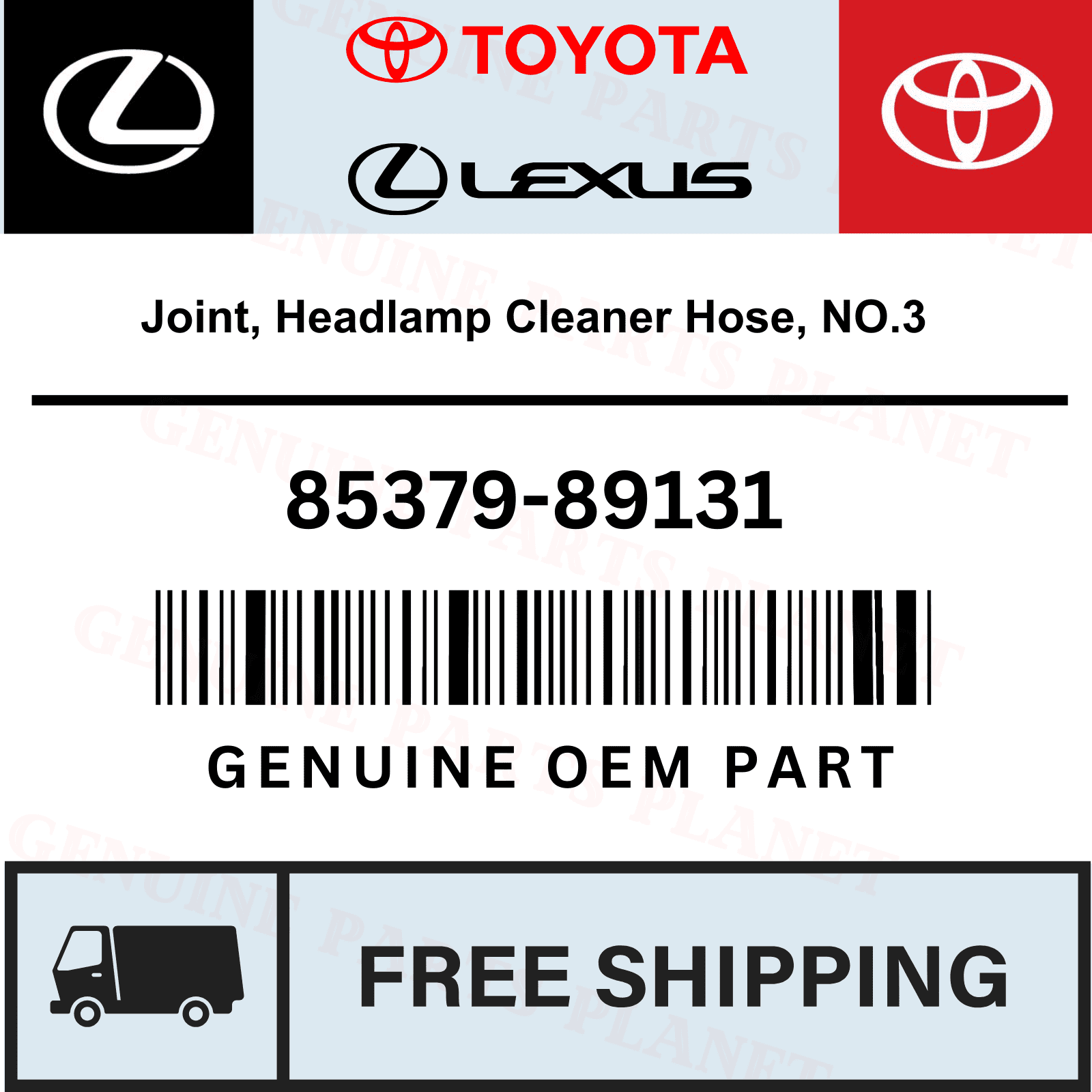 OEM GENUINE TOYOTA & LEXUS Joint, Headlamp Cleaner Hose, NO.3 - 85379 ...