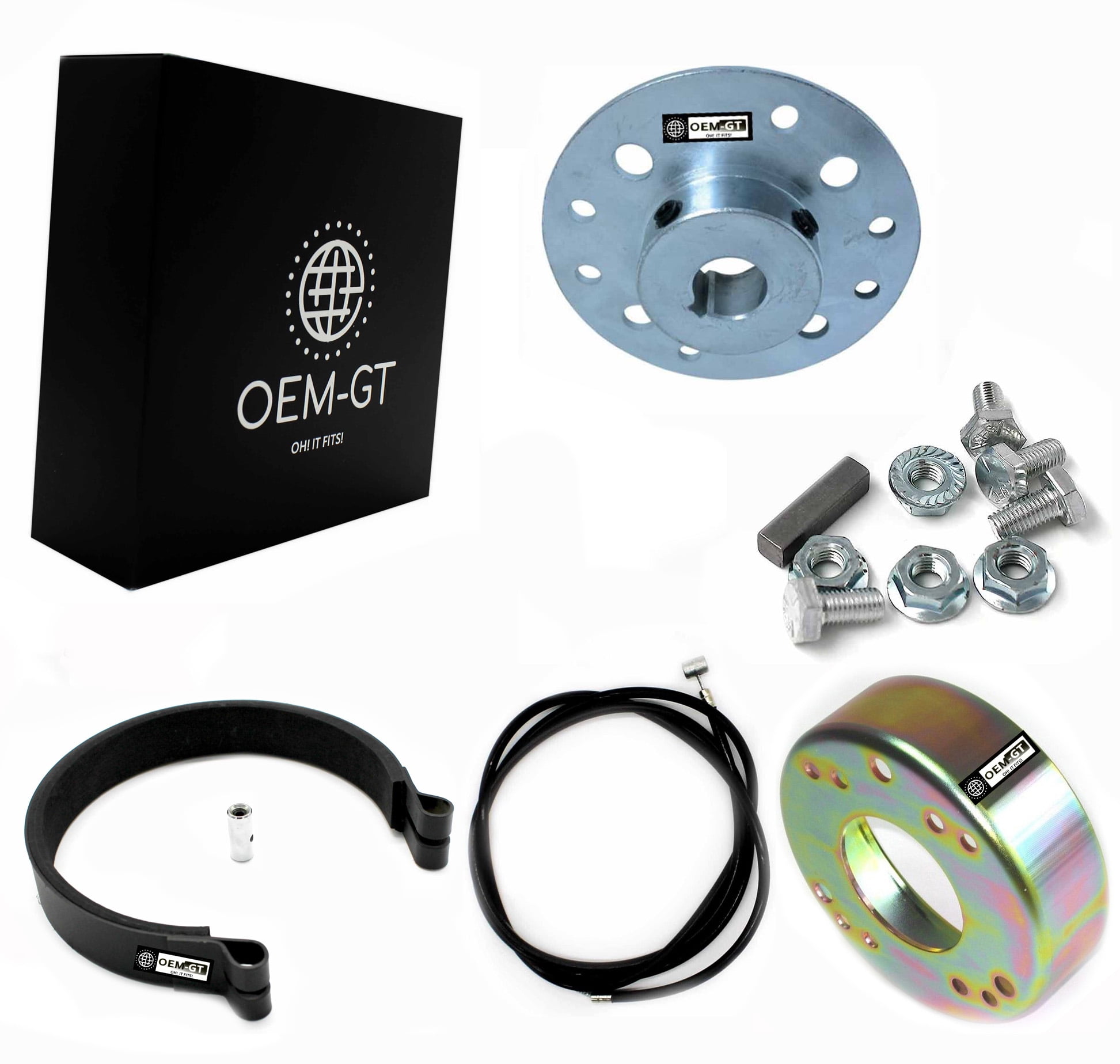 OEM-GT Go Kart Mini Bike 4.5" Brake Drum And Hub, Band, Cable Fits 1-1/ ...