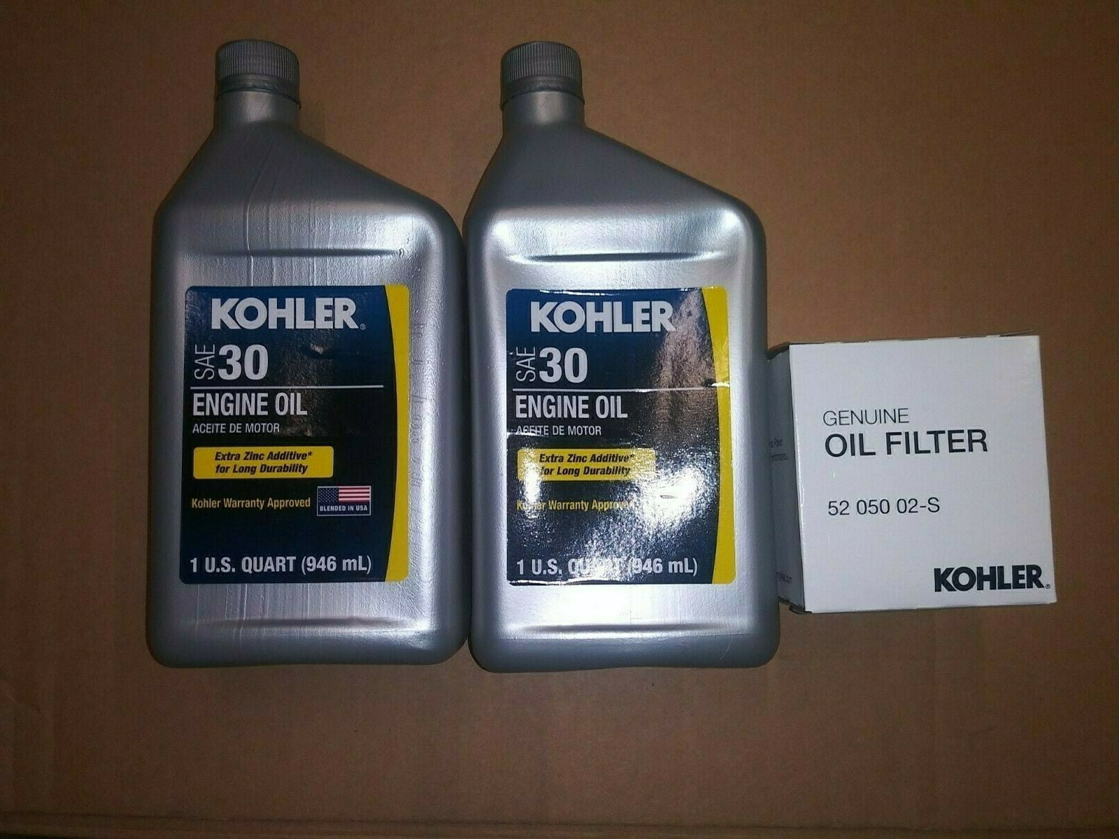 OEM Kohler Oil Change Kit (2) SAE 30 Engine Oil & 5205002-S Oil Filter ...