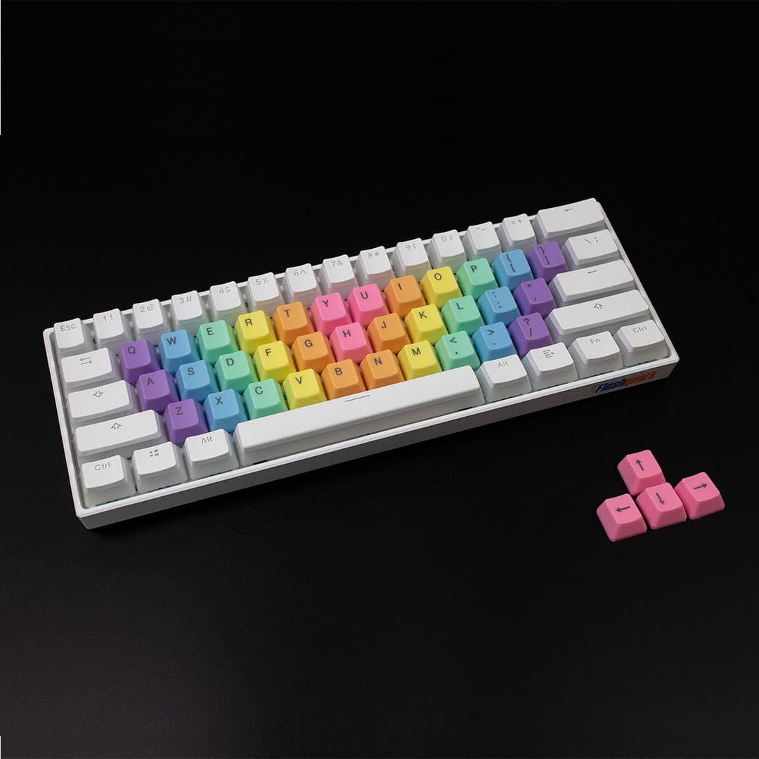 OEM Profile PBT Alpha Keycaps - Rainbow Wave Top Legends BRIGHT (37 ...