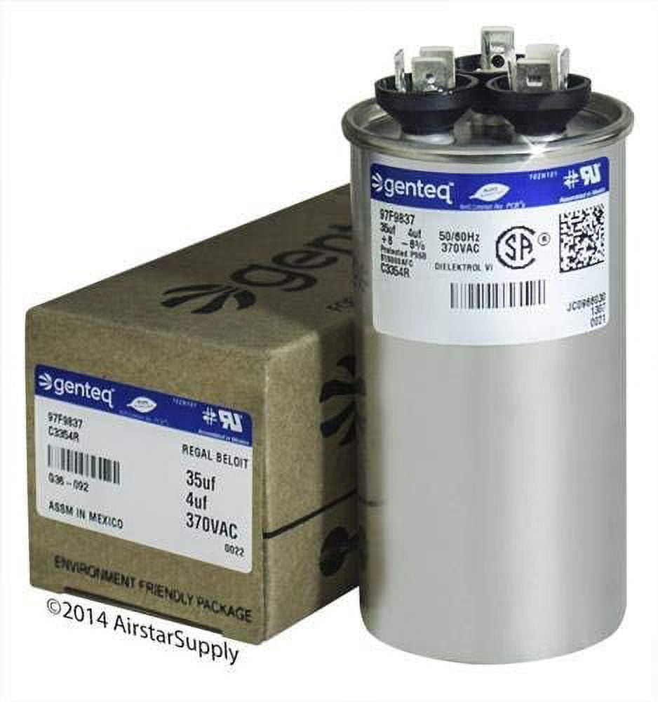 OEM Replacement for GE Genteq Round Capacitor 35/4 uf MFD 370 volt ...