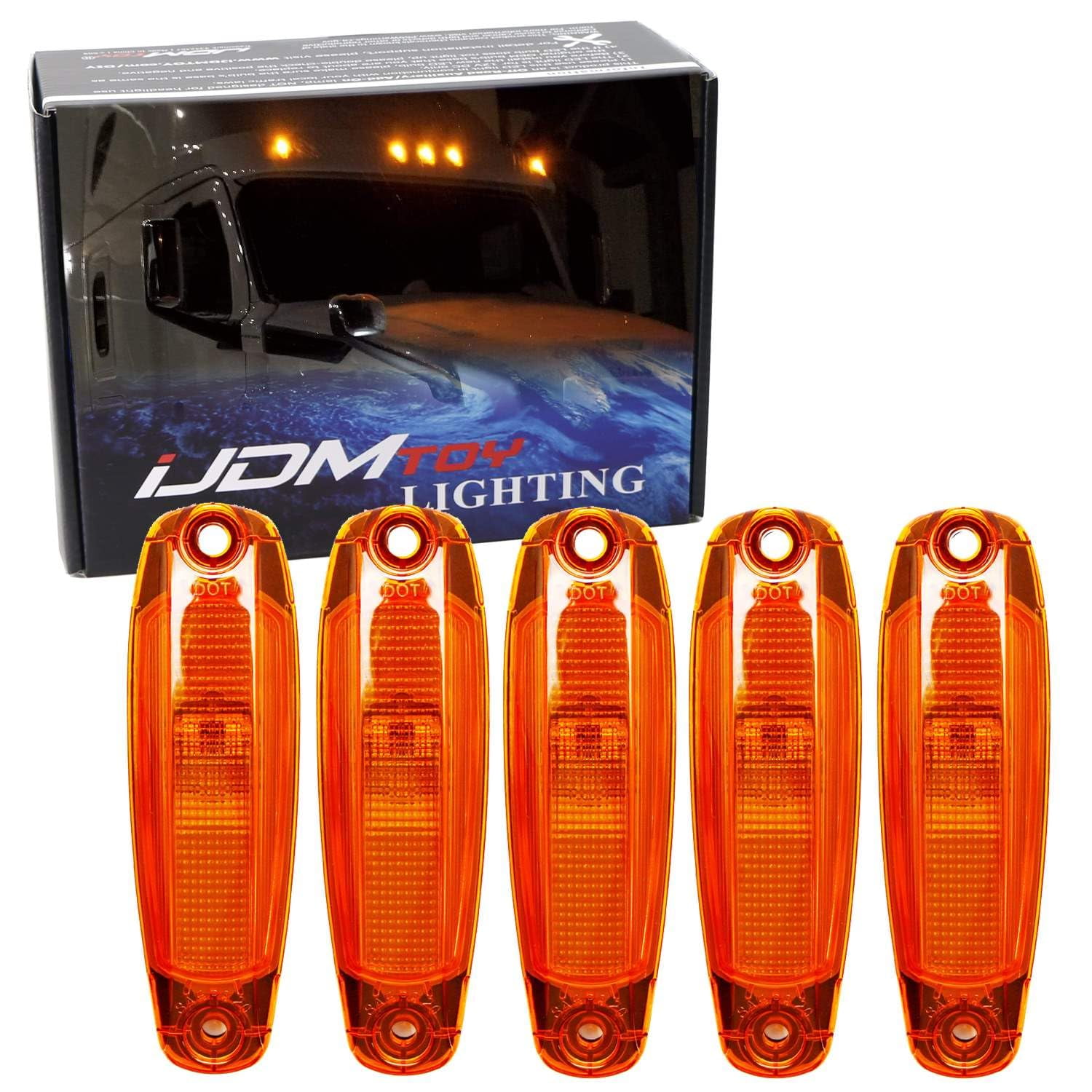 OEM-Spec 5pc Amber Lens 4-LED Front Raised Cab Roof Marker Light Assemblies For 2017-up ...