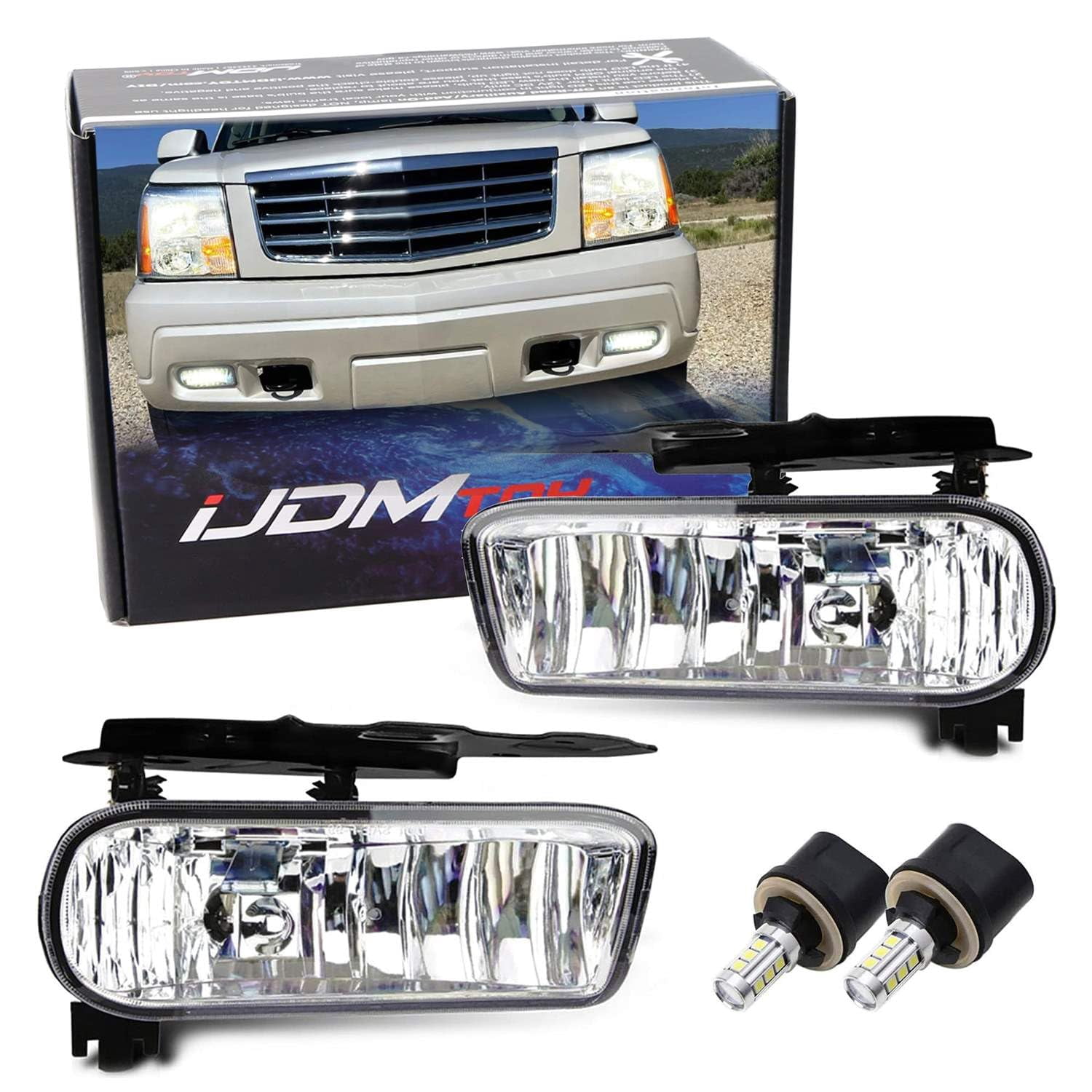 OEM-Spec Clear Lens Fog Light Foglamp Kit with 880 White LED Bulbs w ...