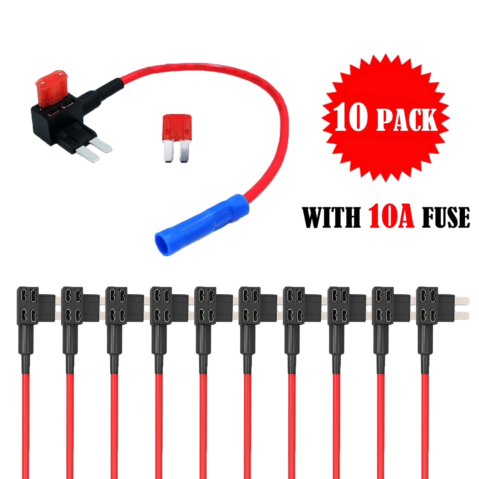 OEMASSIVE 10 Sets 10A Add Circuit Car Micro2 Blade Fuse Holder Piggy ...