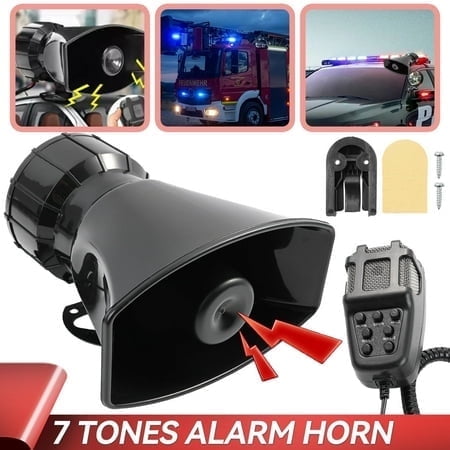 OEMASSIVE 12V 100W Horn Siren Megaphone Loud + MIC Speaker 7 Sounds Car ...