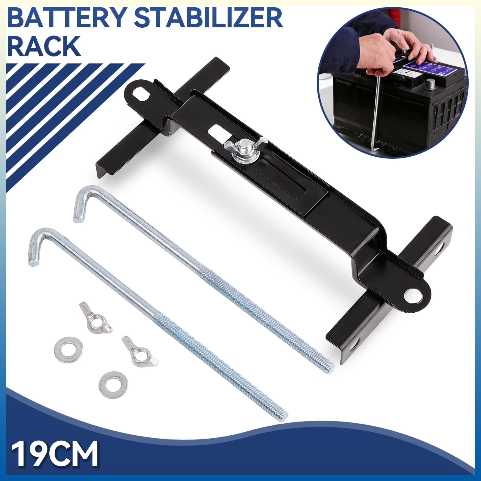 OEMASSIVE 19cm Car Adjustable Crossbar Storage Battery Hold Down Holder ...
