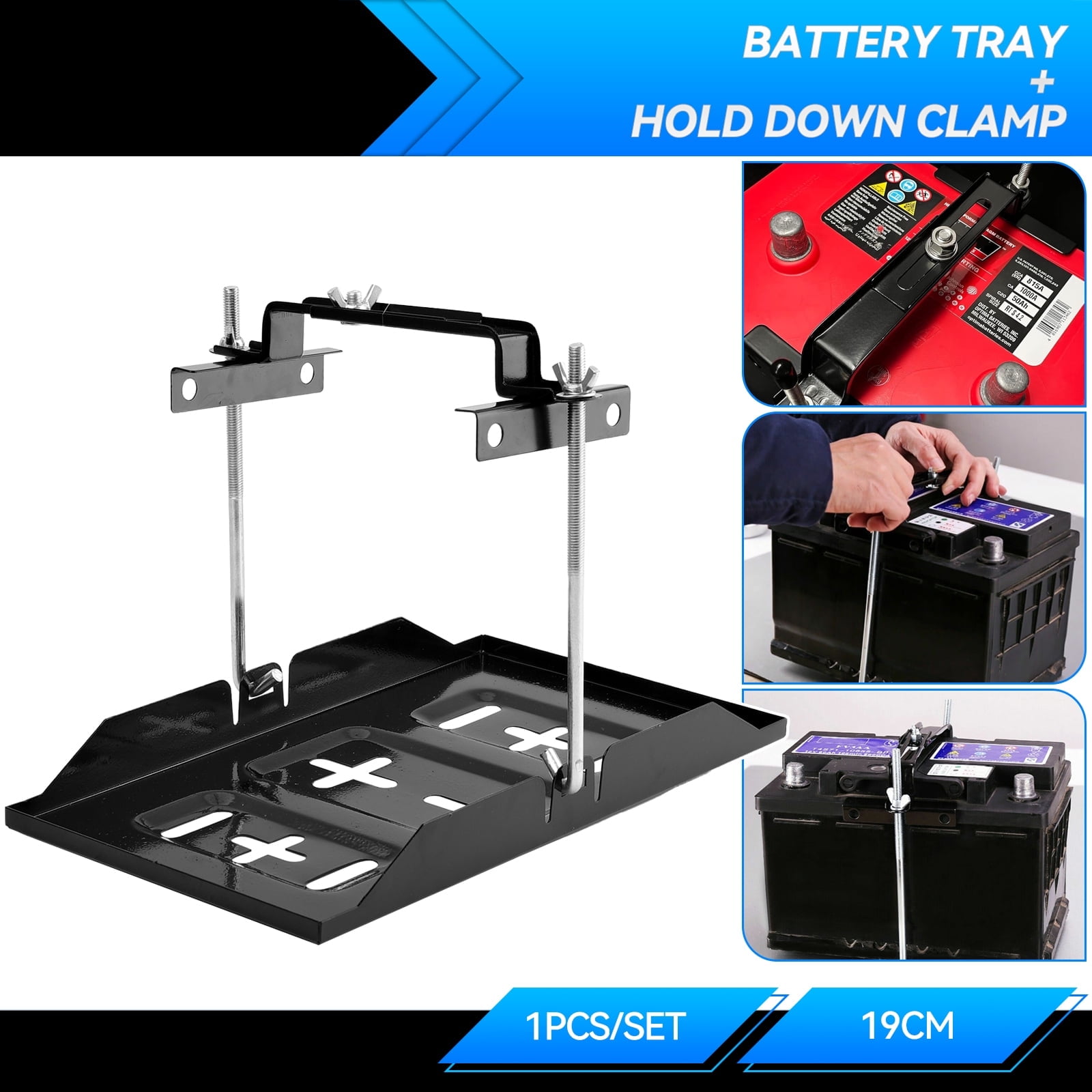 OEMASSIVE 19cm Metal Universal Storage Battery Holder Adjustable Tray ...