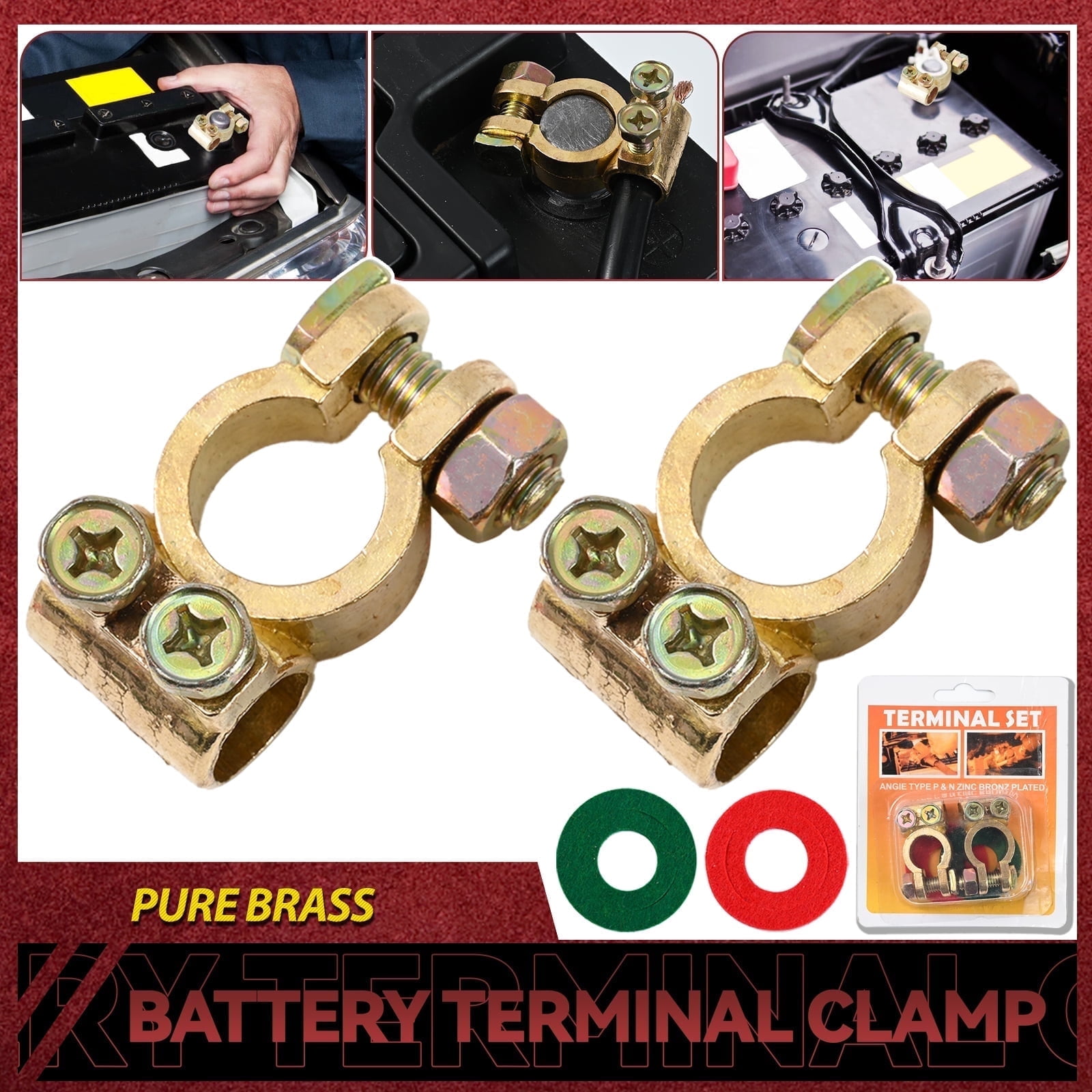 OEMASSIVE 2 Pcs Car Positive & Negative Clamp Battery Connection Top ...