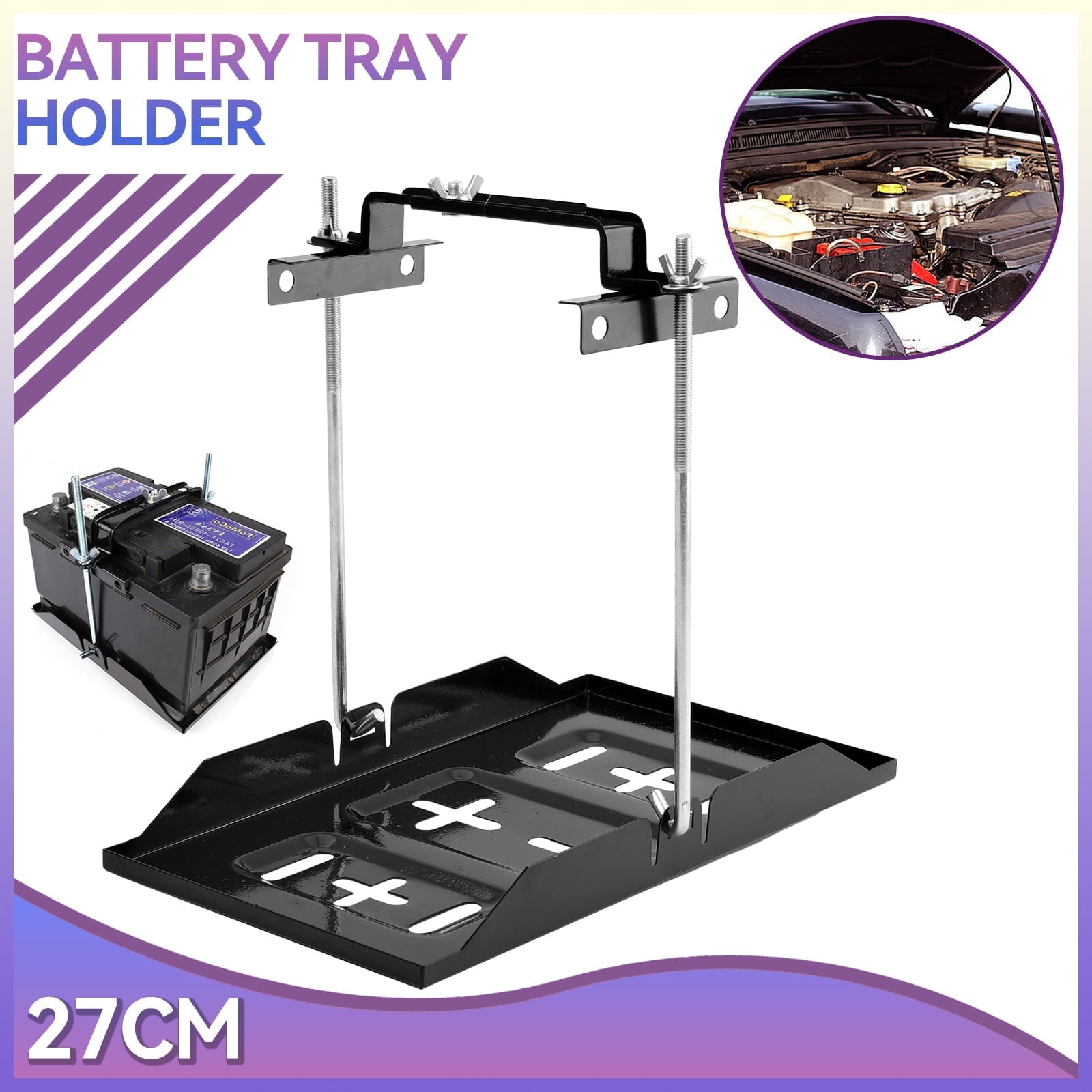 OEMASSIVE 27cm Universal Metal Storage Battery Holder Adjustable Tray ...