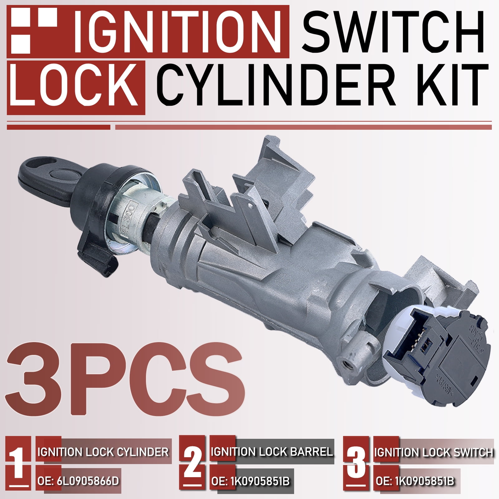 OEMASSIVE Ignition Switch With Lock Cylinder Key For VW Golf Jetta ...