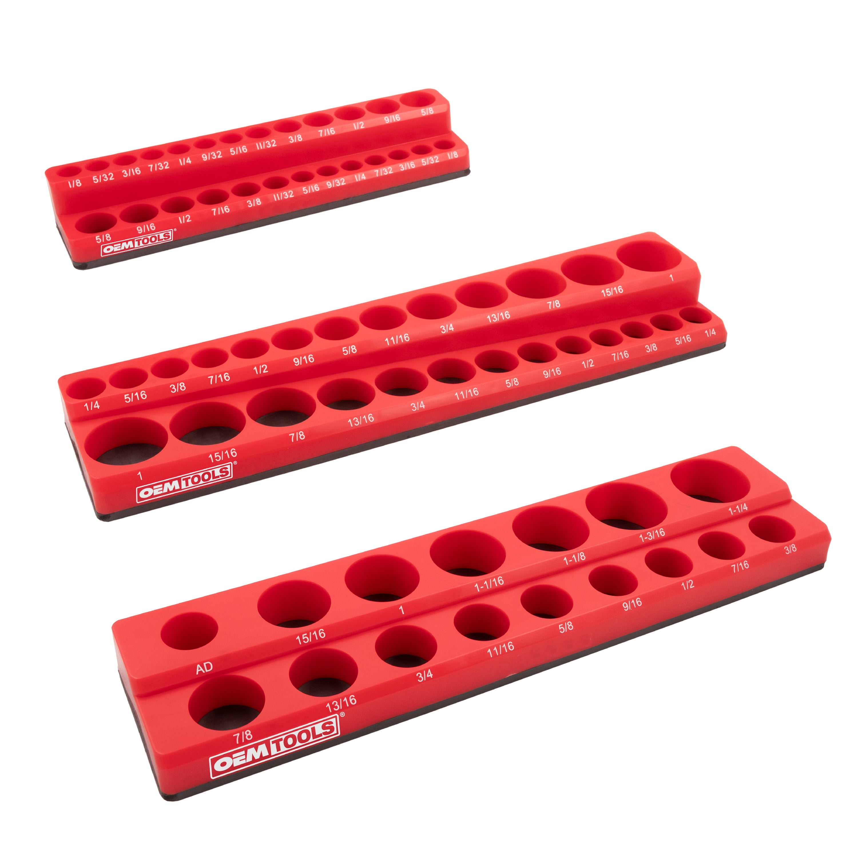 OEMTools 3 Piece Magnetic Socket Tray Set - Red, SAE - Walmart.com