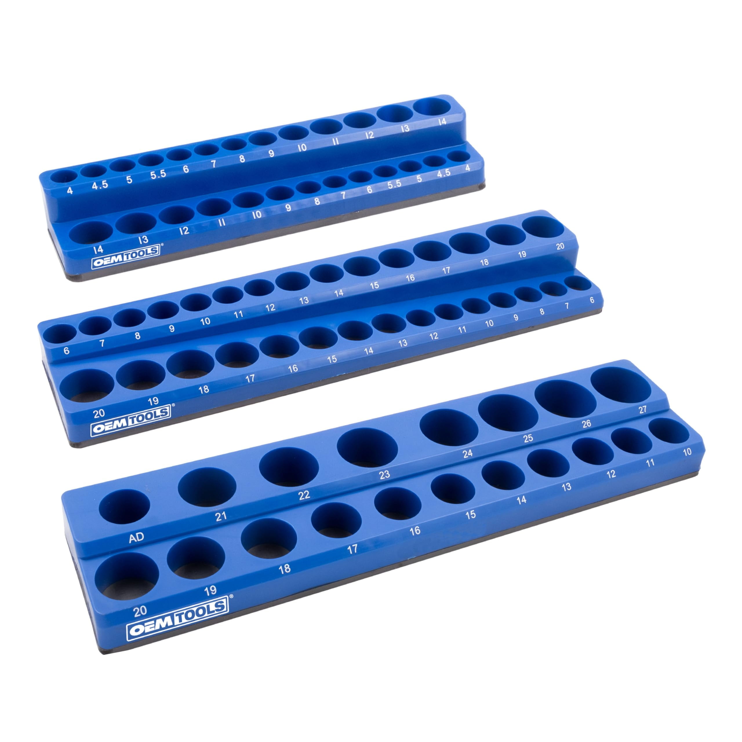 OEMTOOLS 22486 3 Piece Metric Magnetic Socket Tray Set, Magnetic Socket ...