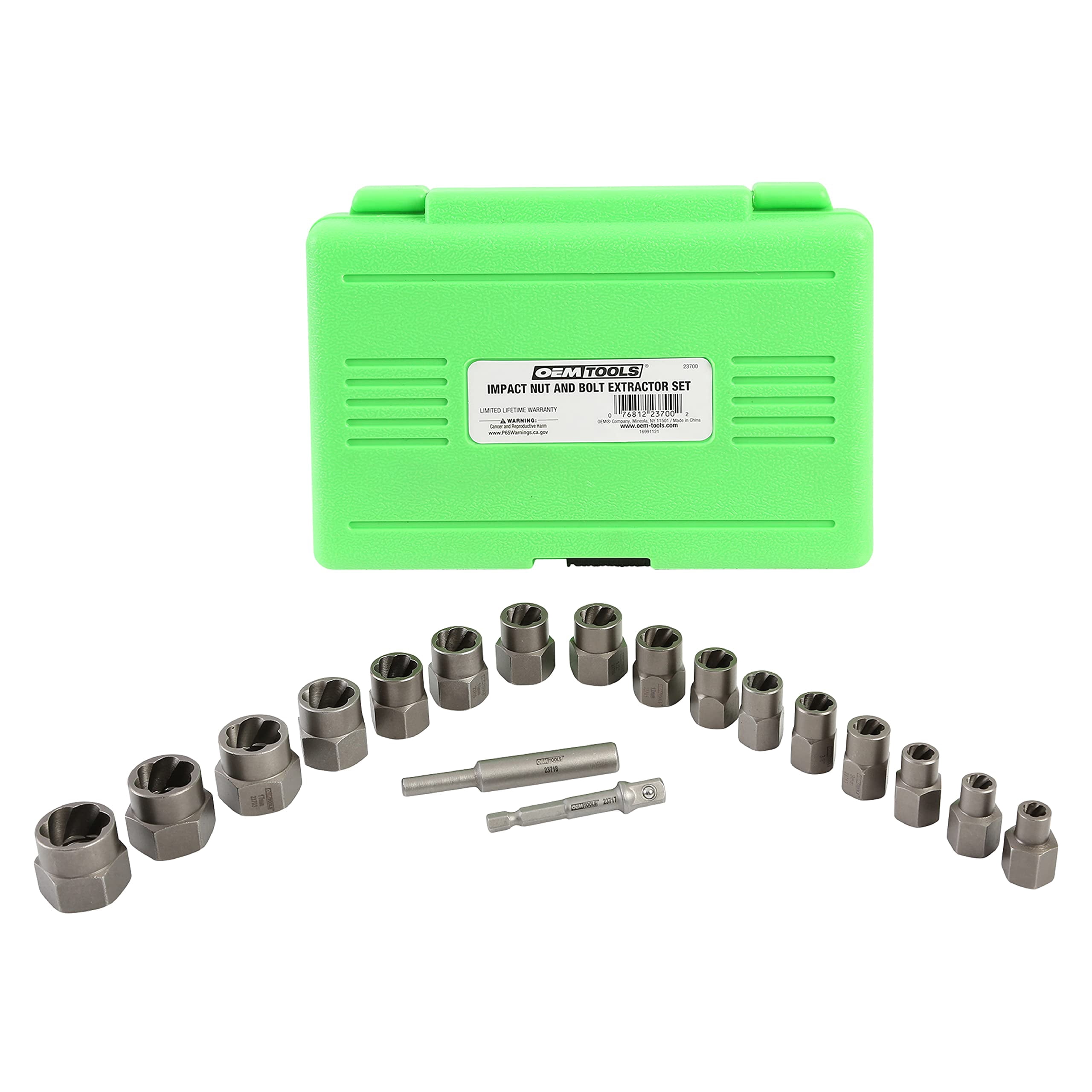 OEMTOOLS 23700 18 Piece Impact Nut & Bolt Extractor Set, Rounded Bolt ...