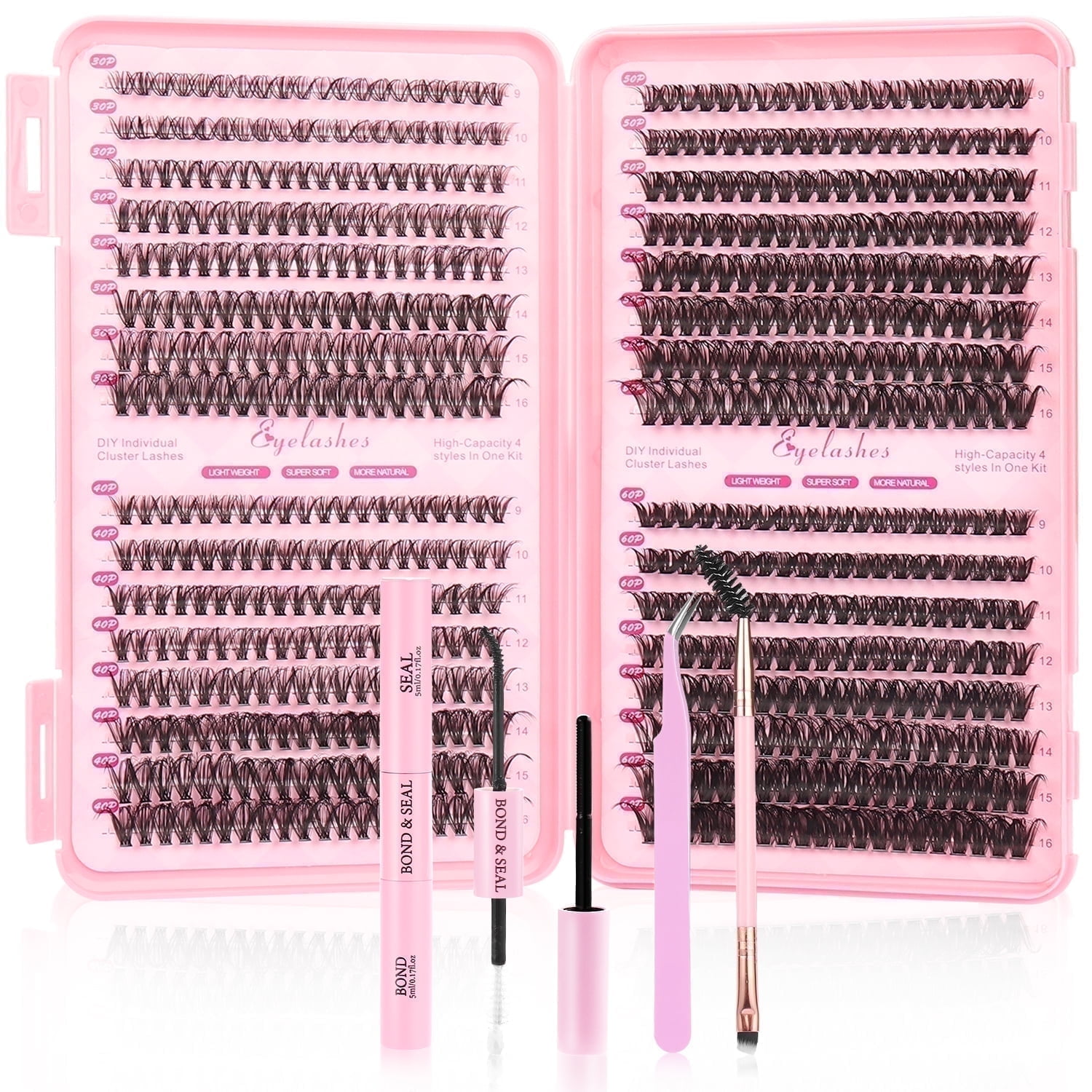 OEQOWBBU Lash Extension Kit, 640pcs Individual Cluster Lashes, 30D-60D ...