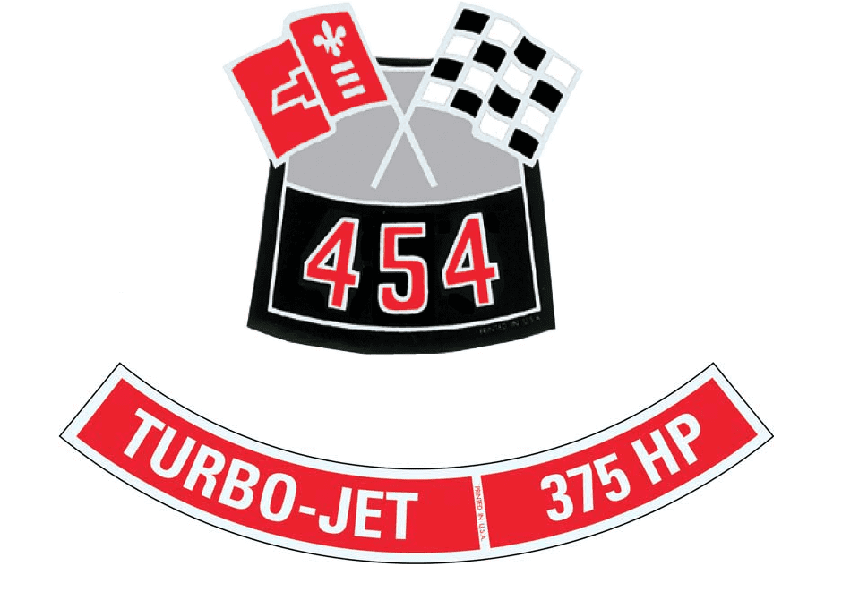 OER 454 With 375 HP Air Cleaner Decal Set Camaro Nova Chevelle Impala ...