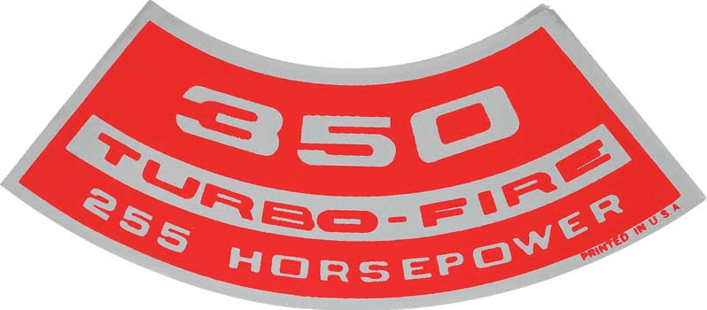 OER Air Cleaner Decal Turbo-Fire 350/255 HP Camaro Nova Chevelle Impala ...
