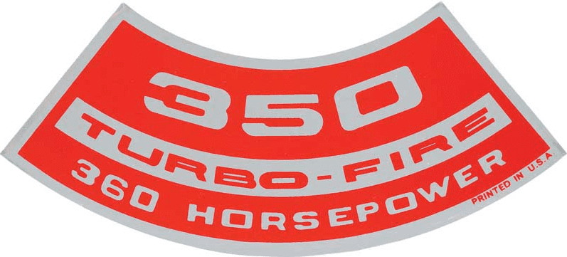 OER Air Cleaner Decal Turbo-Fire 350/360 HP Camaro Nova Chevelle Impala ...
