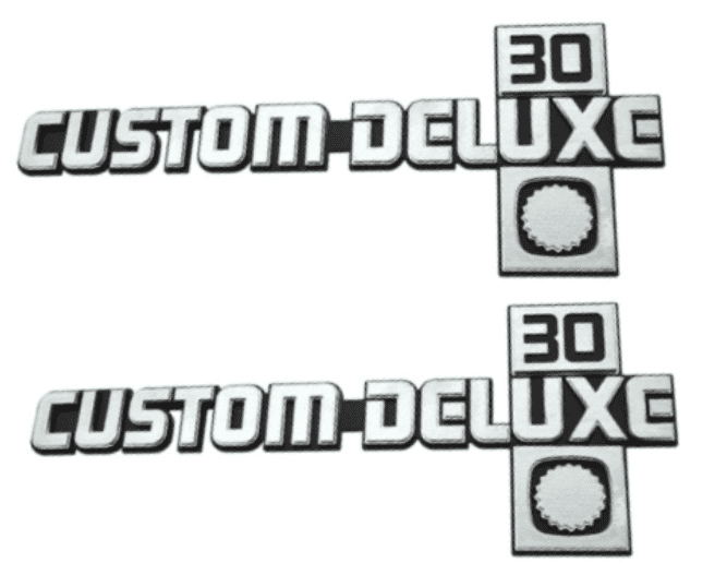 OER "Custom Deluxe 30" Fender Emblem Set 1981-1987 Chevy Pickup Truck ...