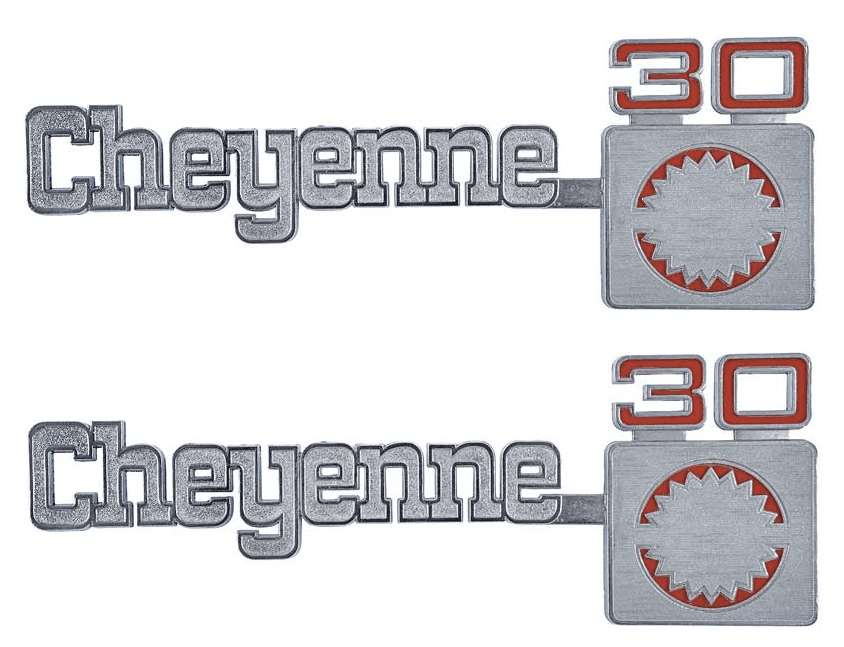 OER Front Fender "Cheyenne 30" Emblem Set 1975-1980 Chevy Pickup Trucks ...
