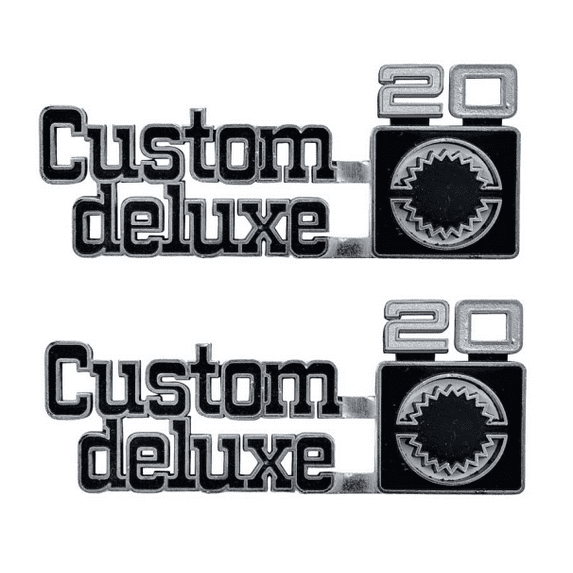 OER Front Fender "Custom Deluxe 20" Emblem Set 1975-1980 Chevy Pickup ...