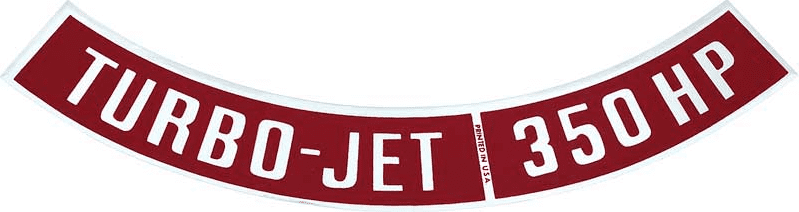 OER Turbo-Jet Air Cleaner Decal 350 HP Camaro Nova Chevelle Impala ...