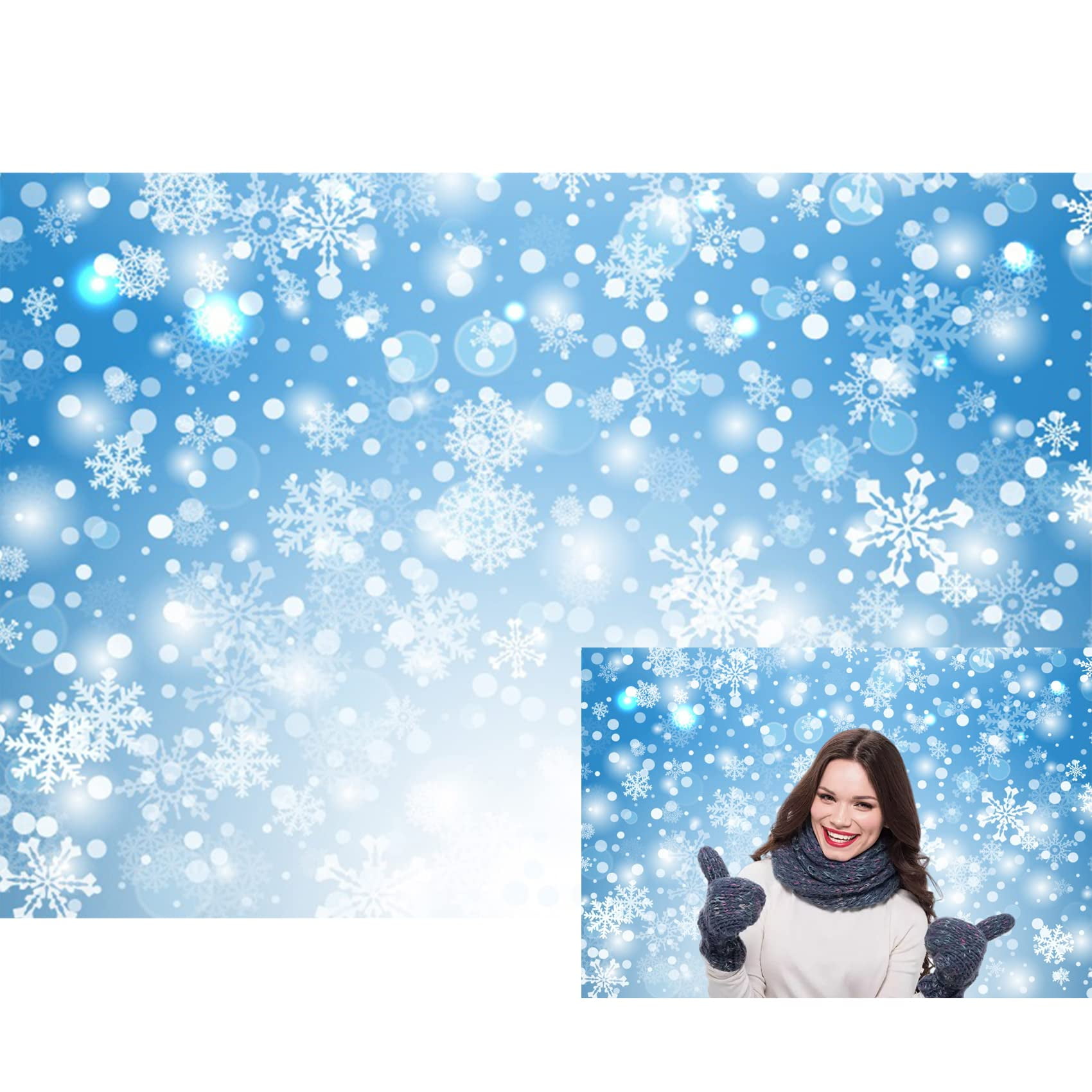 OERJU 10x7ft Falling Snowflake Backdrop Winter Wonderland Ice Snow ...