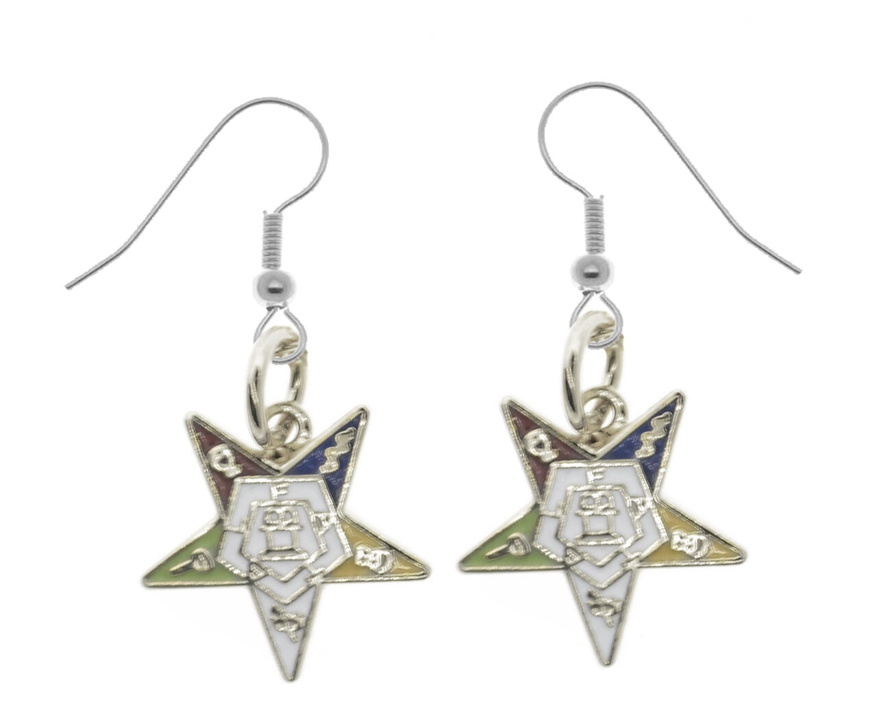 OES Dangling Hook Earrings with Silver Tone Order of the Eastern Star ...