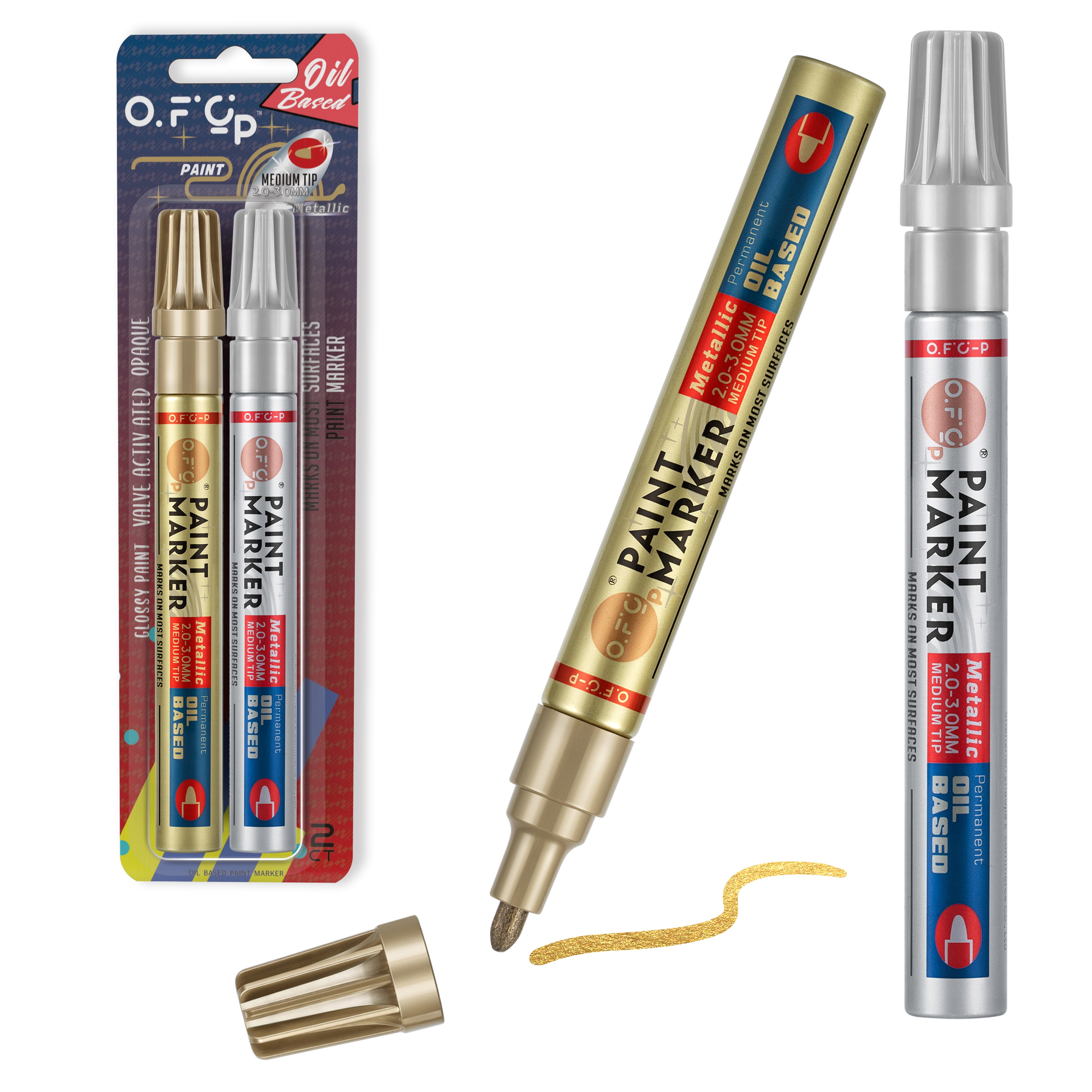 OFC-P Oil-Based Permanent Paint Marker Pen,Medium Tip,Assorted Metallic ...