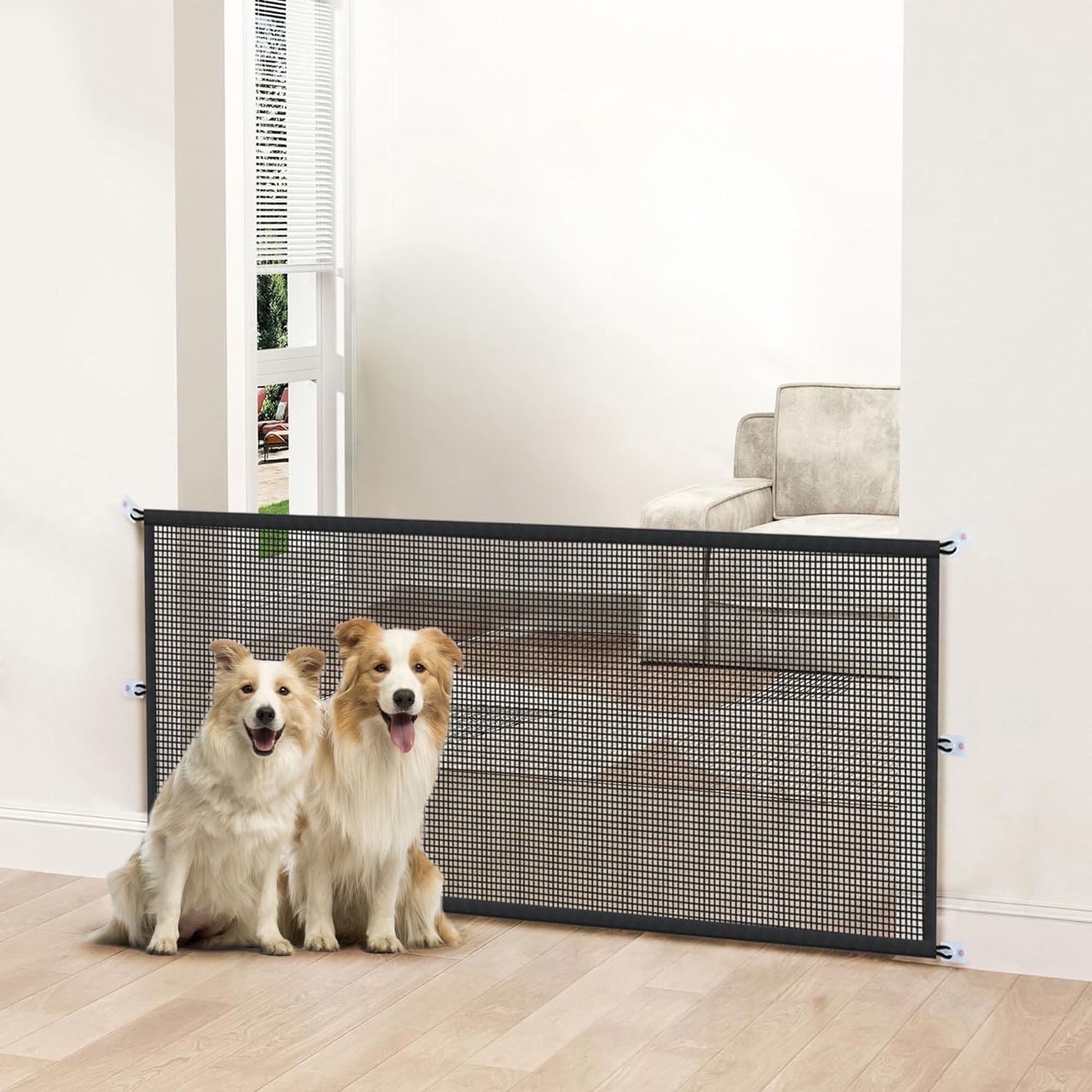 OFEFE 1 PC Dog Gate Indoor Pet Gates for Stairs: Dogs Screen Mesh Gate ...