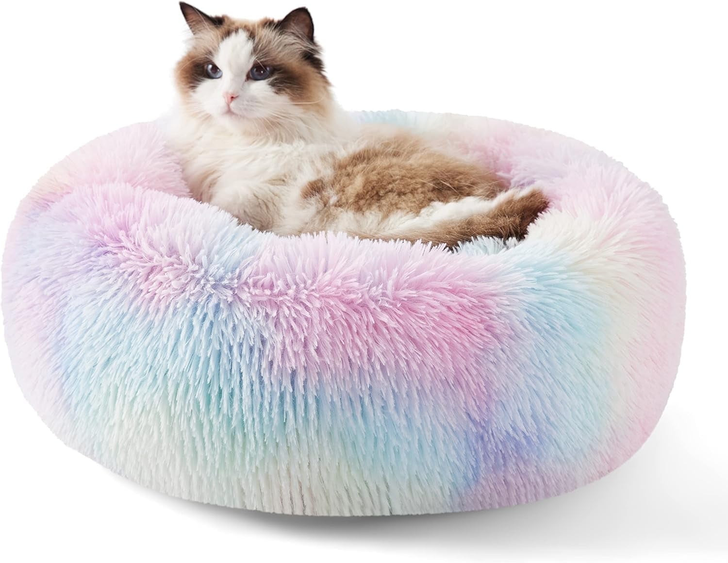 OFEFE 1PC Calming Cat Bed for Indoor Cats - Small Washable Round Cat ...