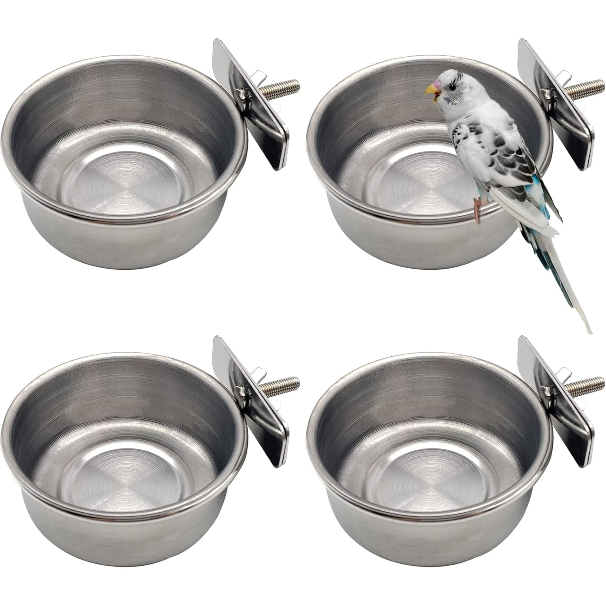 OFEFE 4 PCS Bird Feeding Dish Cups Parrot Food Bowl Clamp Holder Coop ...