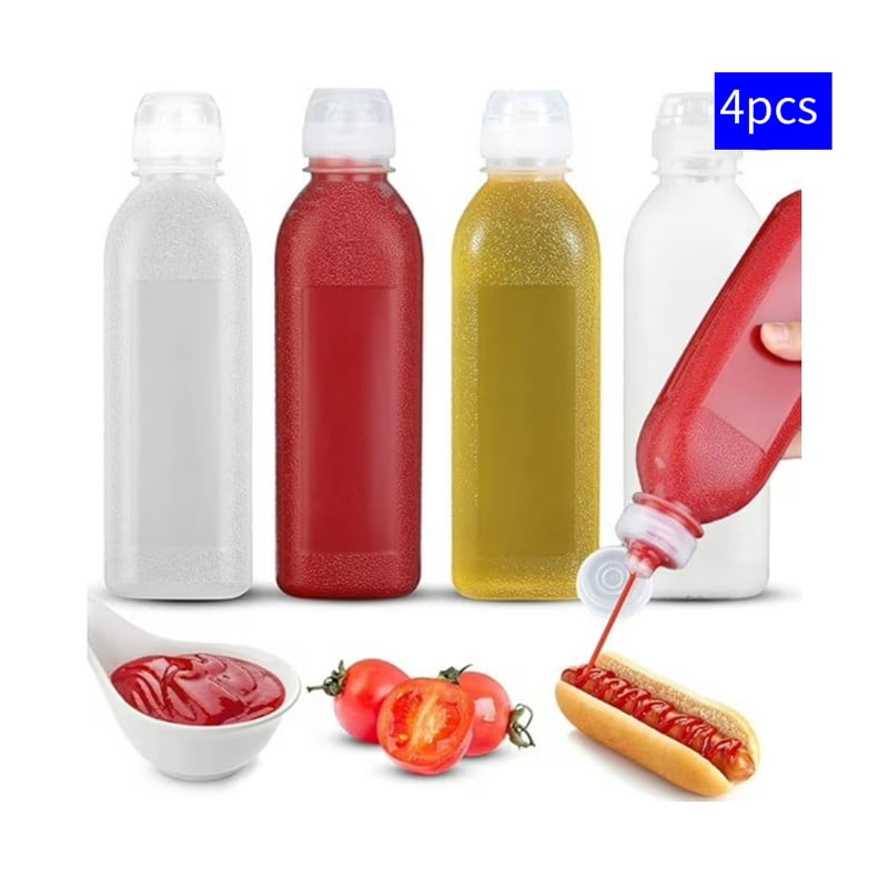 OFEFE 4-Pack Condiment Squeeze Bottles (17oz/500ml Each) - Food Grade ...