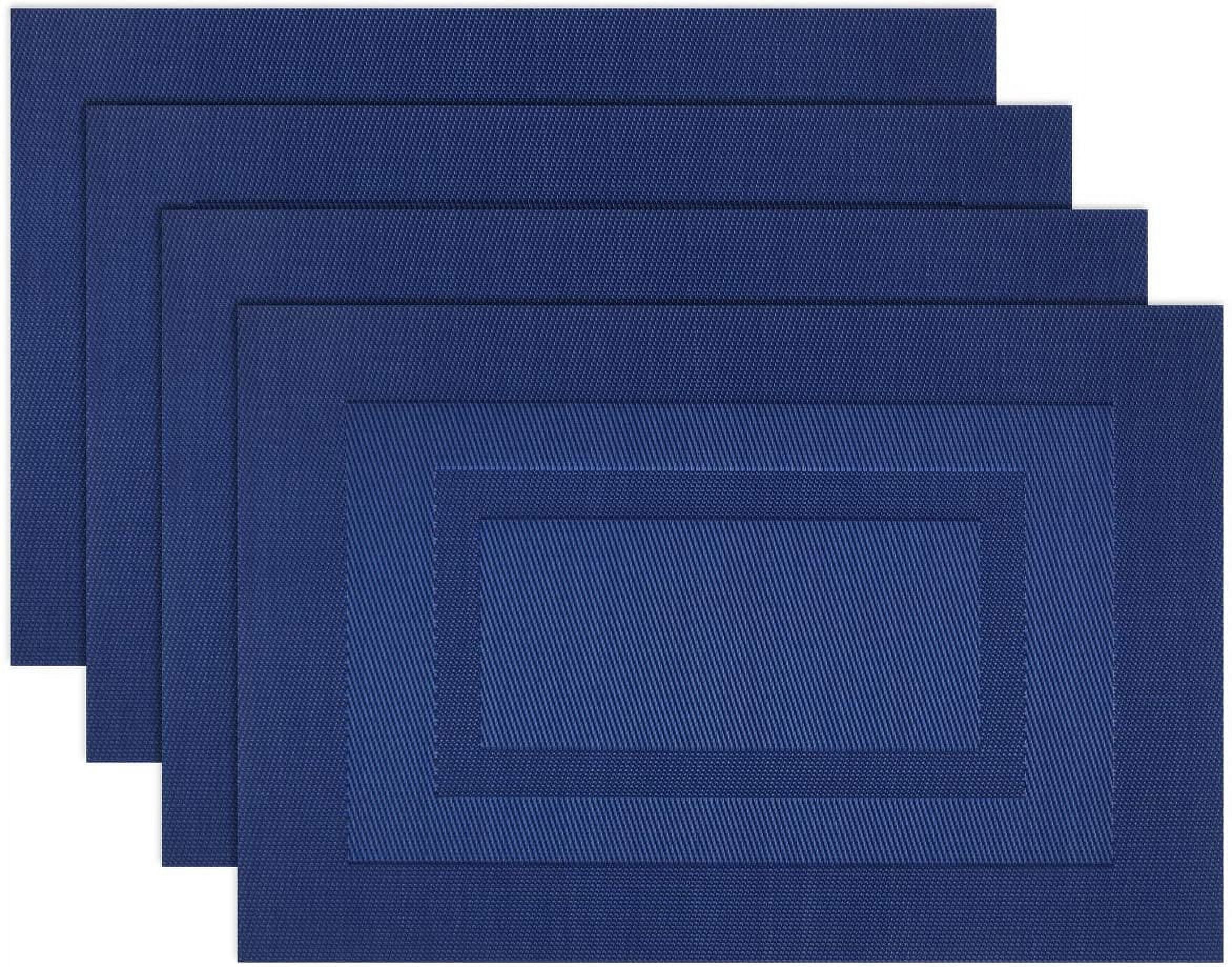 OFEFE Navy Blue Placemats, 18x12 inches, Set of 4, Woven Vinyl Table ...