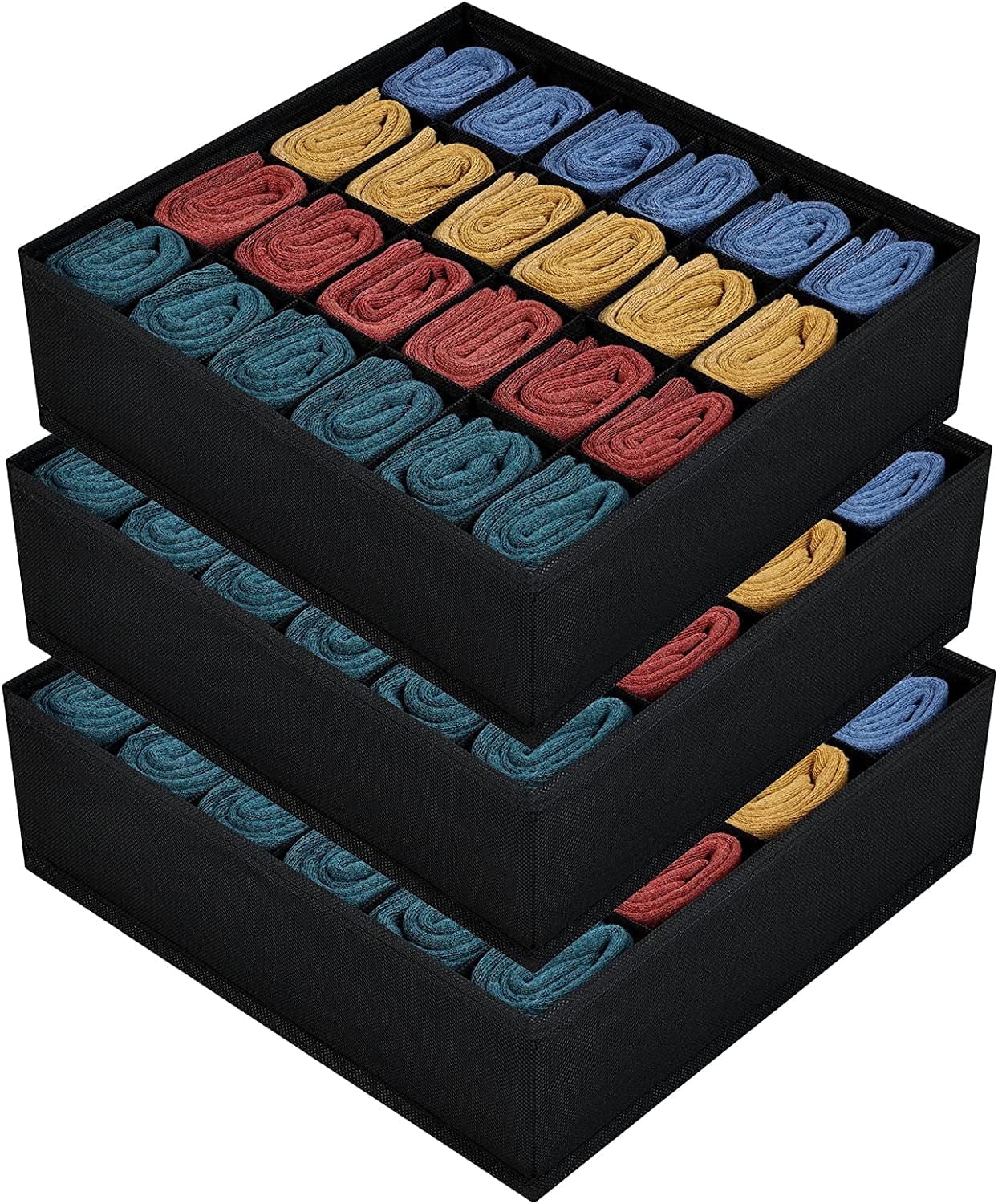 OFEFE Sock Drawer Organizer Dividers - 3 Pack 72 Cell Underwear ...