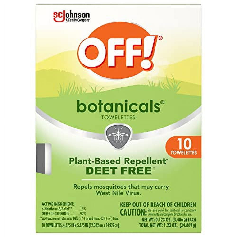 OFF! Botanicals Deet-Free Insect Repellent Wipes, Plant-Based Mosquito ...