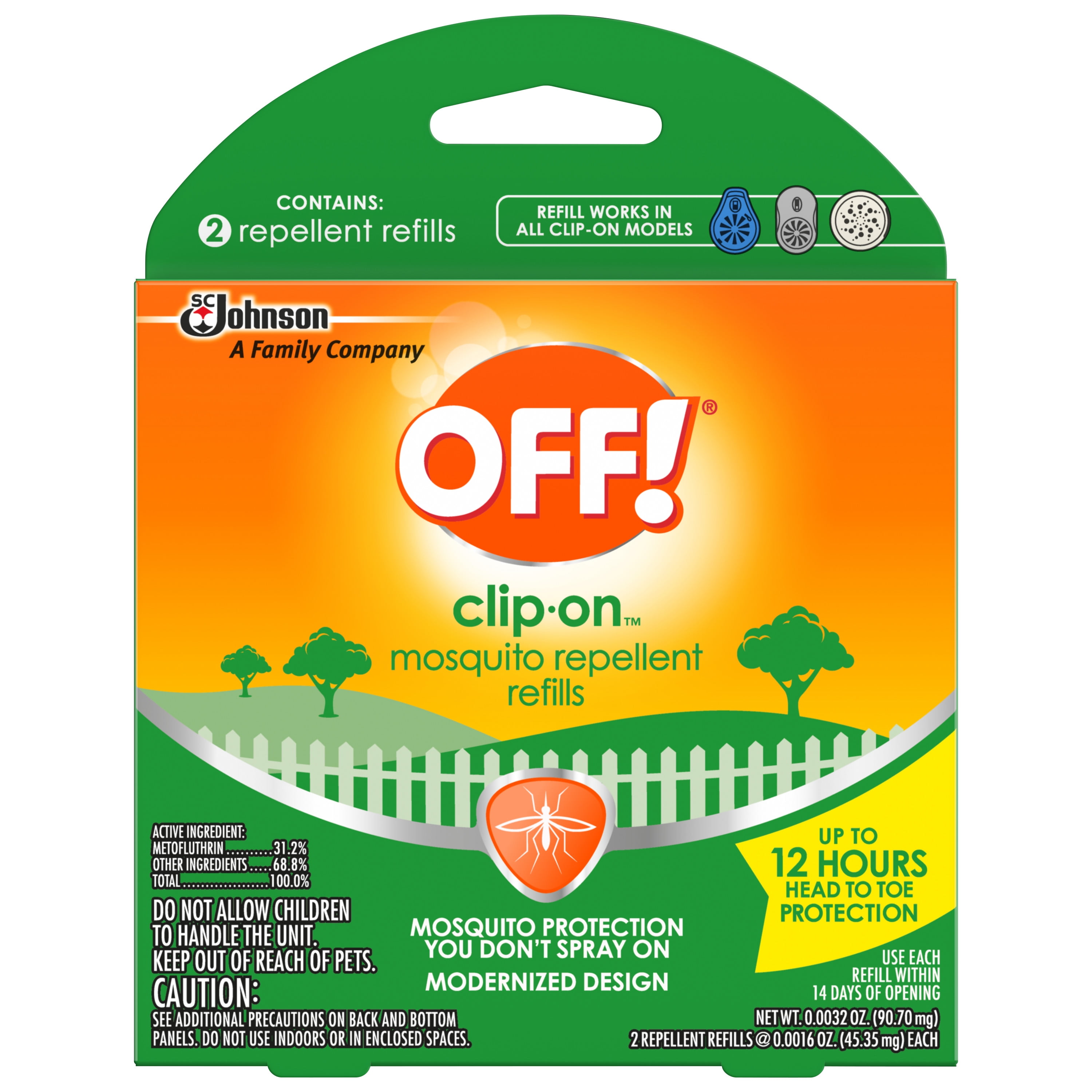 OFF! Without DEET, Clip-On Mosquito Repellent Refill, 0.0032 oz (2 ct ...