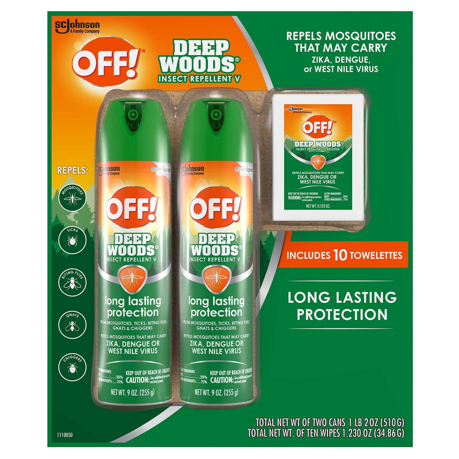 OFF! Deep Woods Insect Repellent, 2 9 oz Sprays + 10 Deep Woods OFF ...
