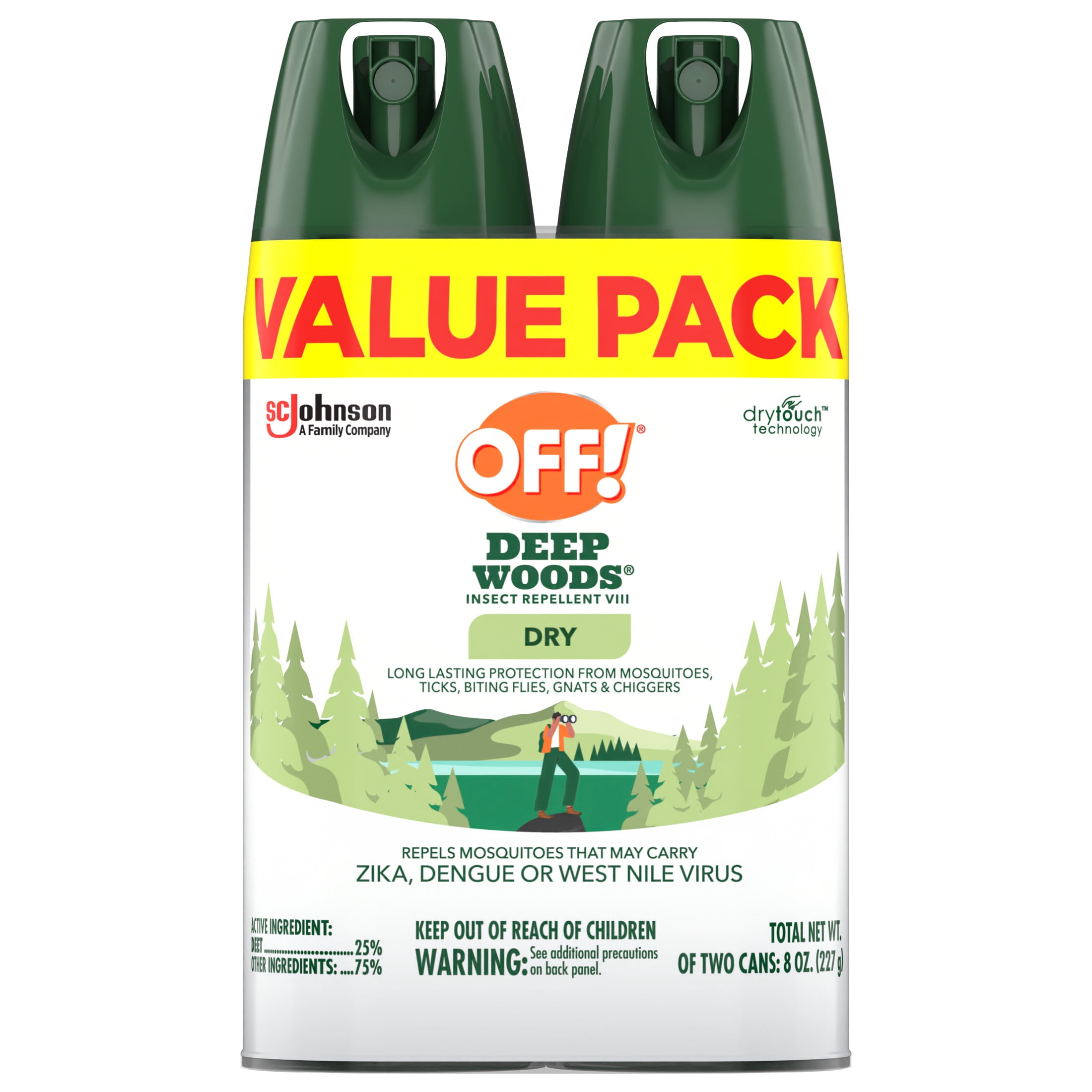 OFF! Deep Woods Insect Repellent VIII Dry, Mosquito Bug Spray, 8 fl oz ...