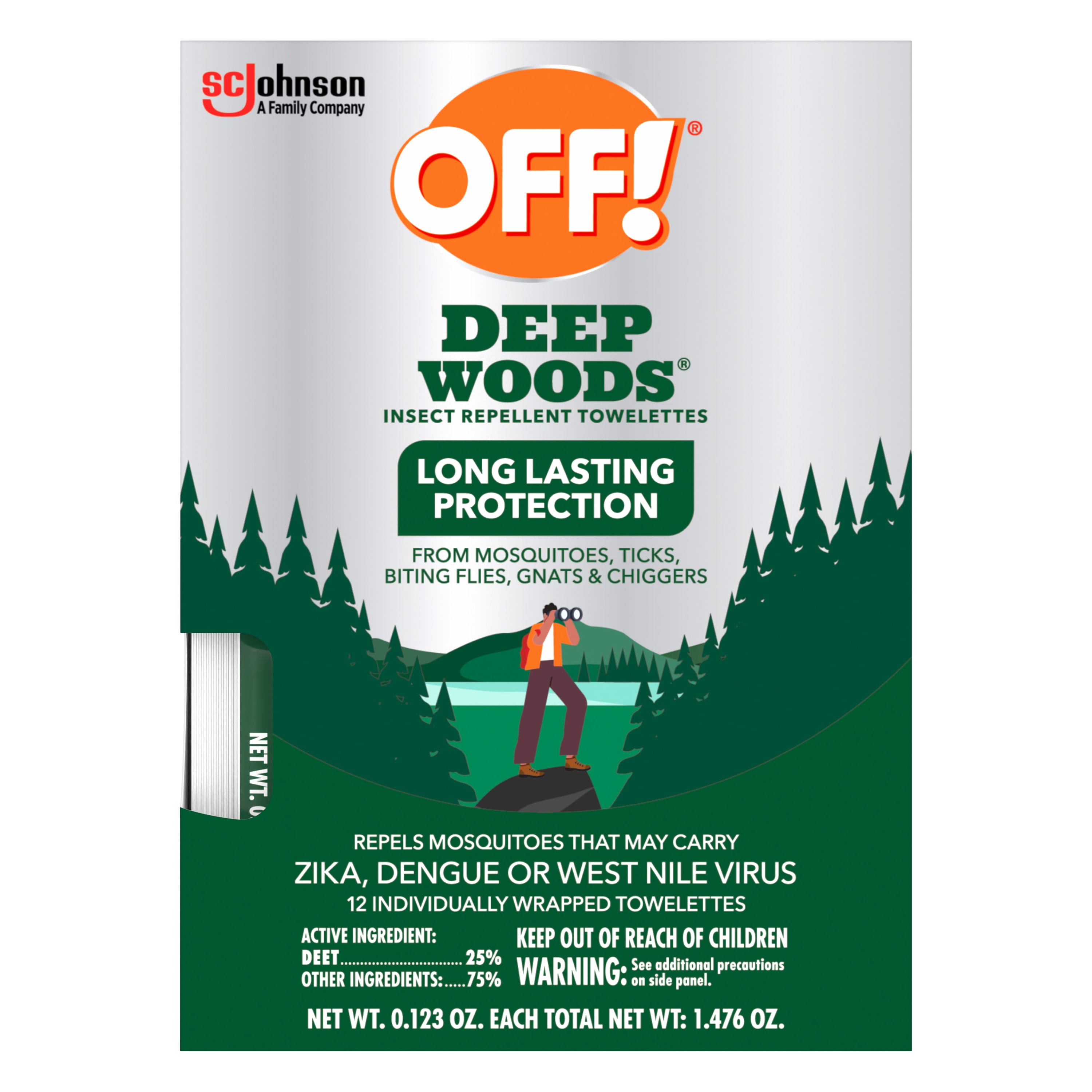 OFF! Deep Woods Insect Repellent Wipes, 1 Pack, 12 Count - Walmart.com