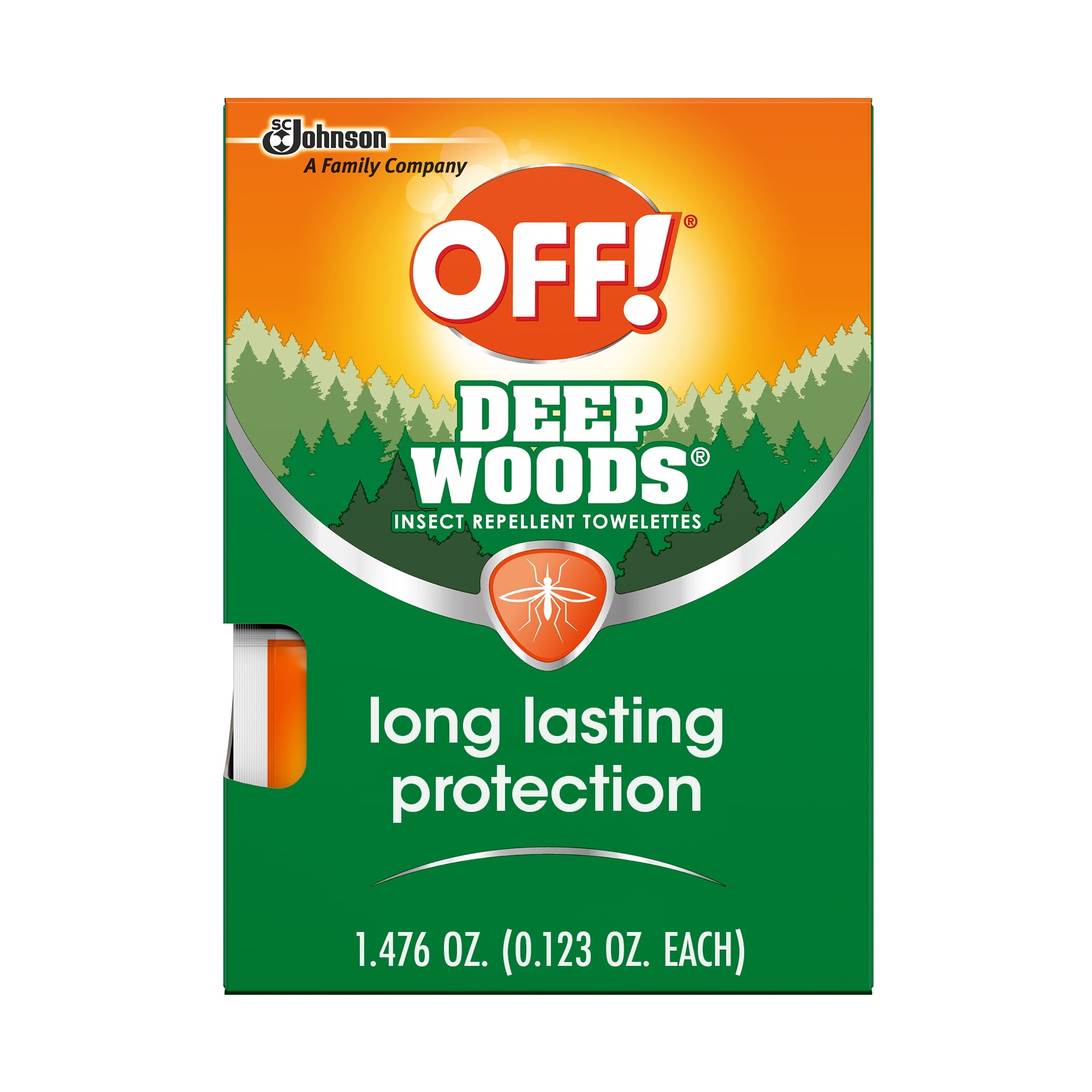 OFF! Individually Wrapped Deep Woods Mosquito Wipes, 25% DEET, Bug ...