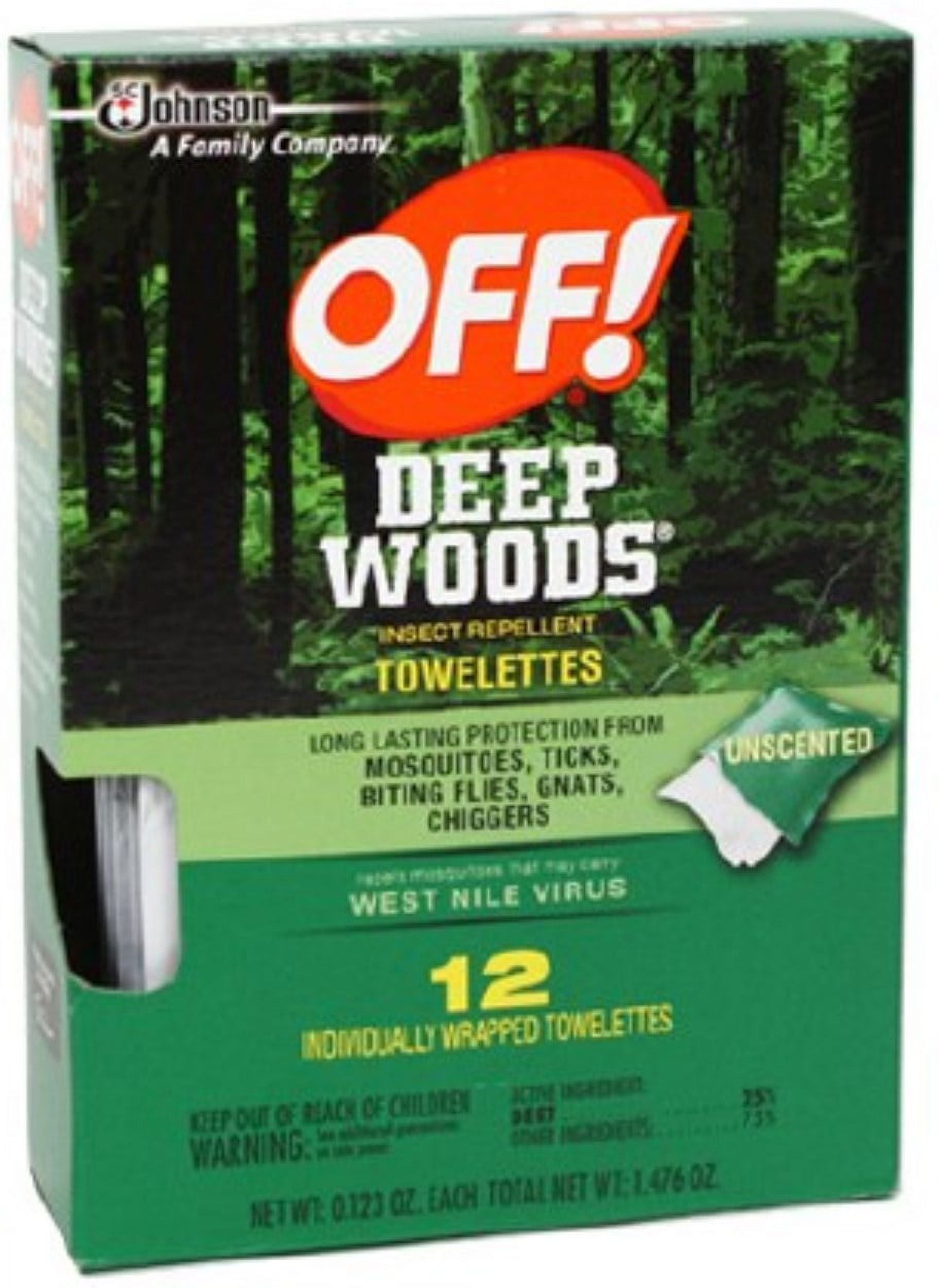 OFF! Deep Woods Towelettes with 25% DEET, Mosquito Repellent, 1 Pack ...